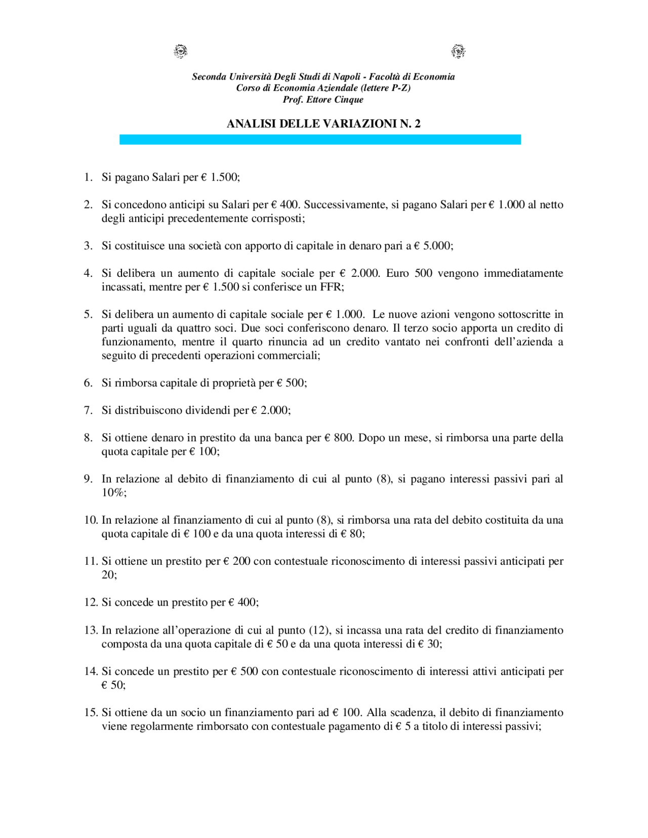Analisi Delle Variazioni Docsity