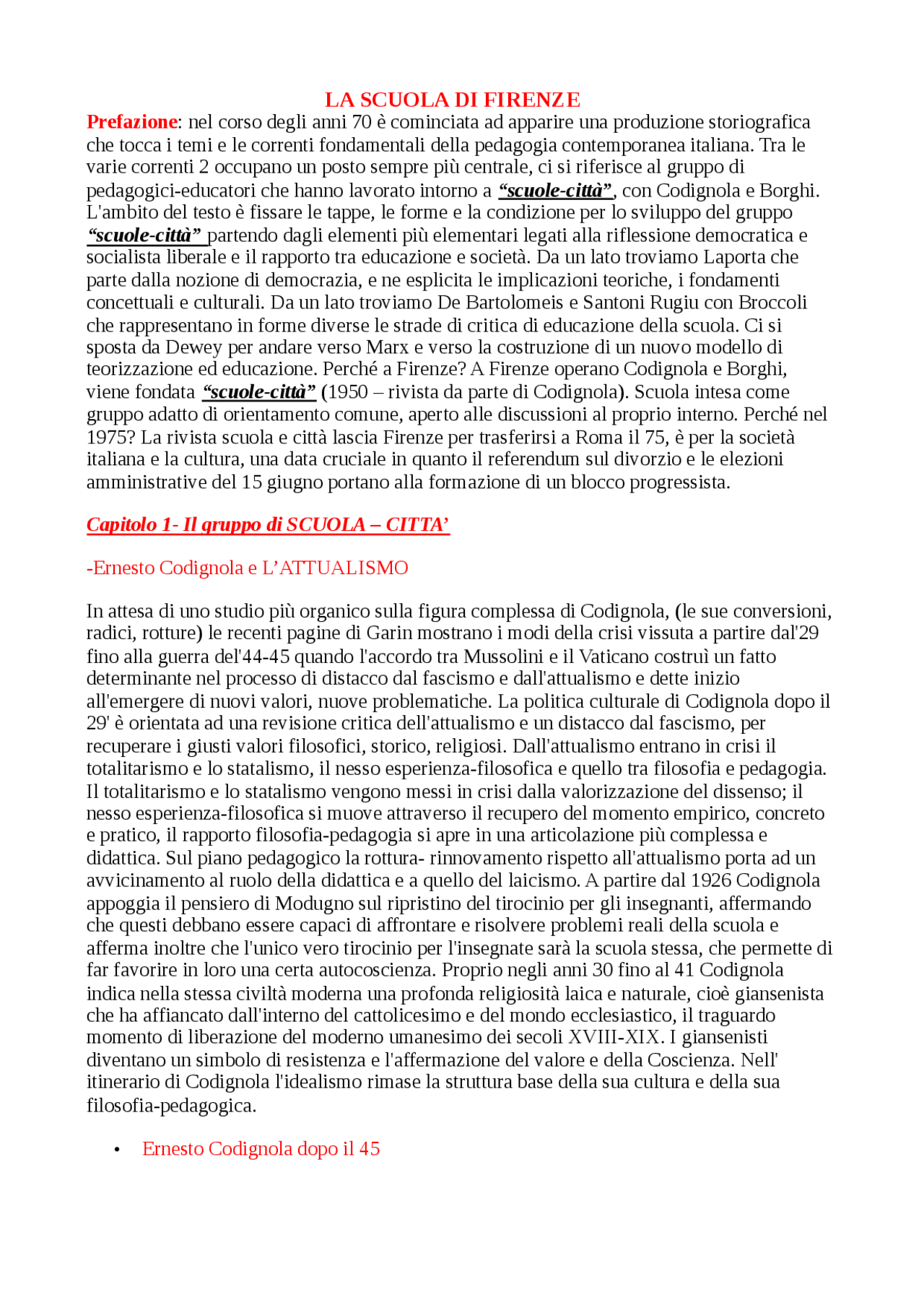 La Scuola Di Firenze Da Codignola A Laporta Docsity