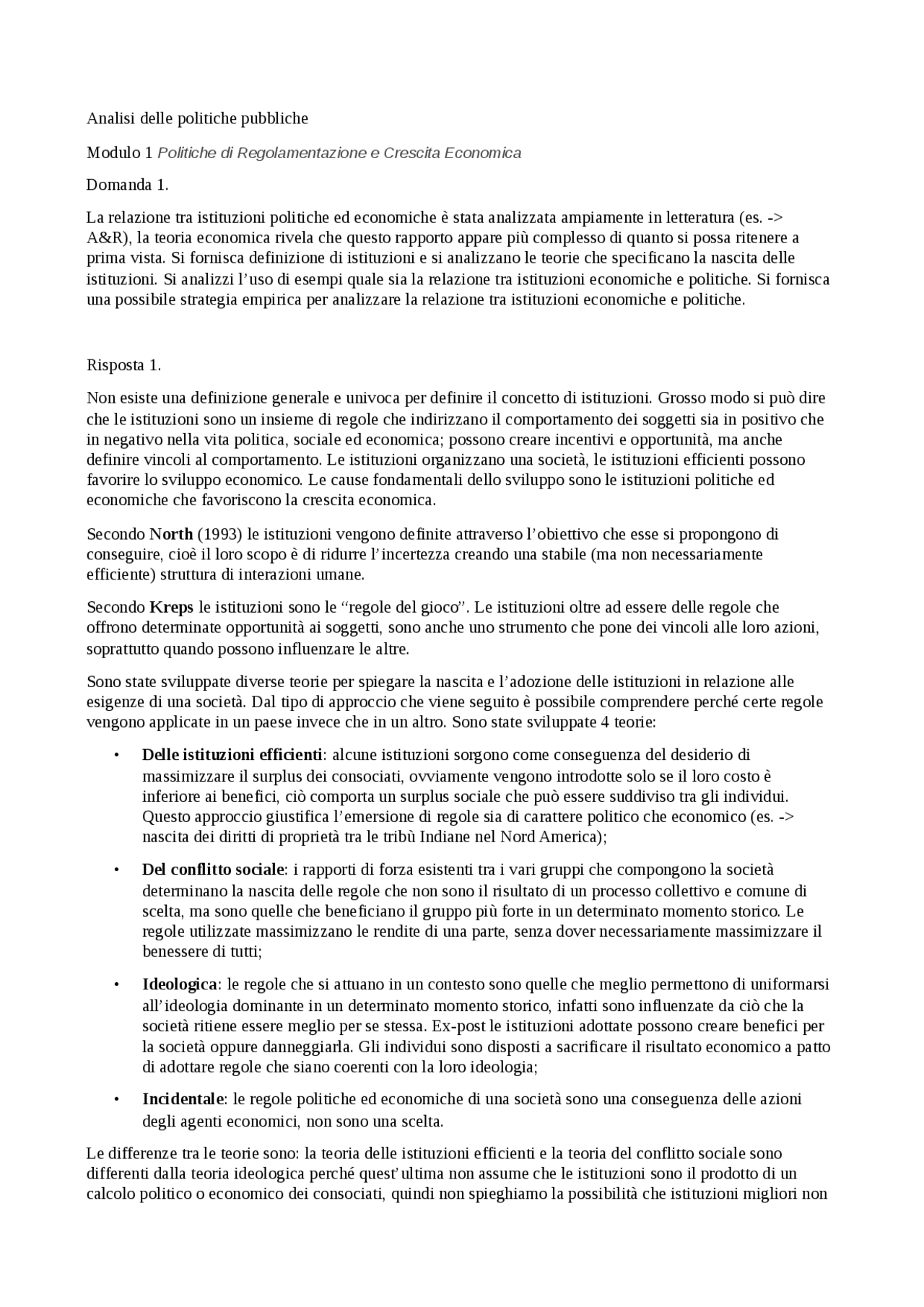 Esame Analisi Delle Politiche Pubbliche Docsity