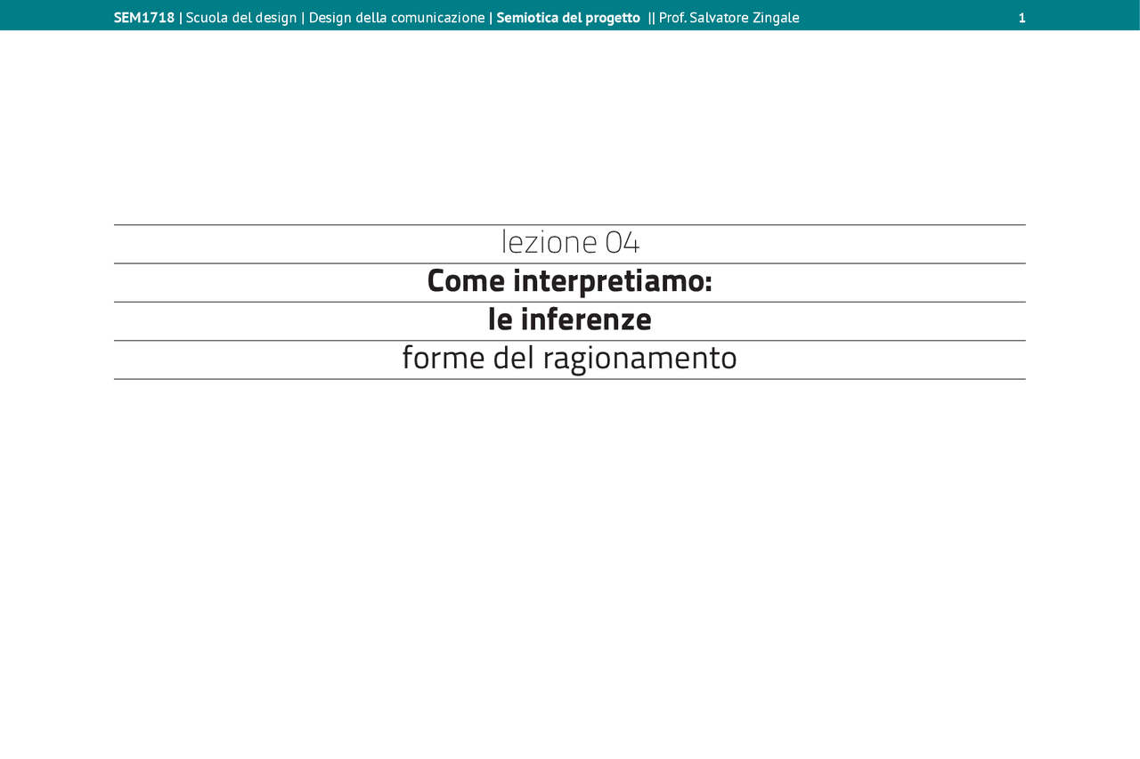 04 Le Inferenze Dispense Dispense Di Semiotica Docsity