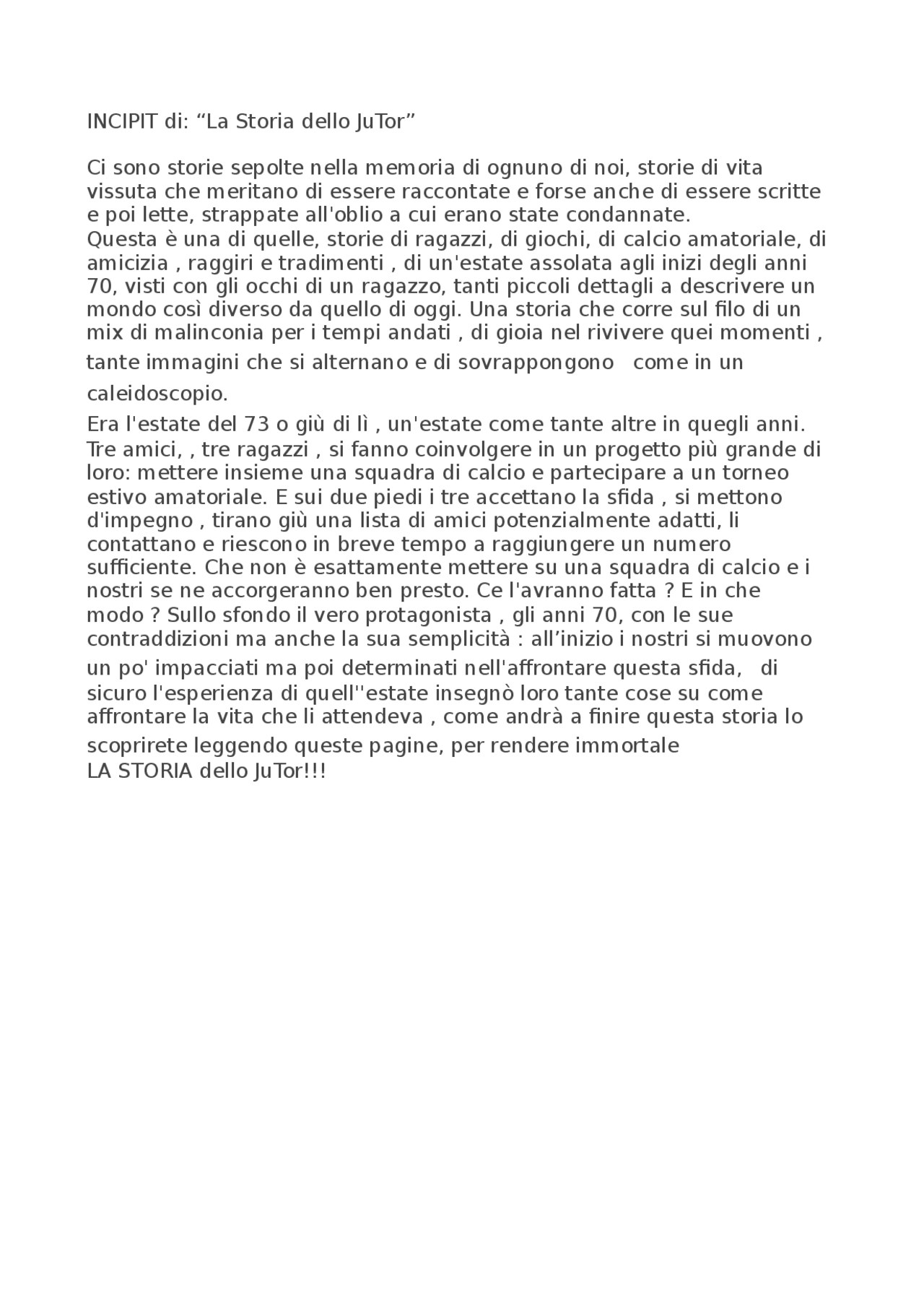 La storia dello JuTor - Docsity