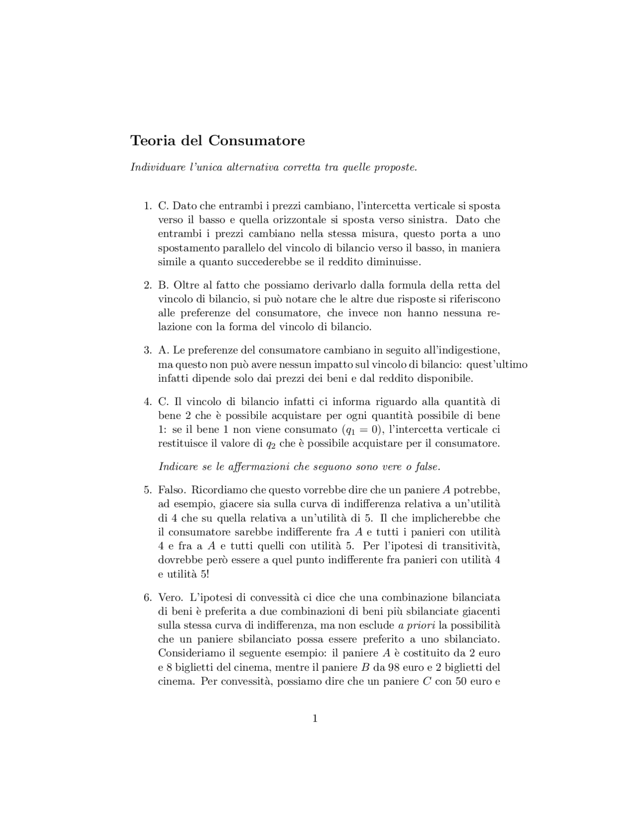 Soluzioni Es Microeconomia Docsity