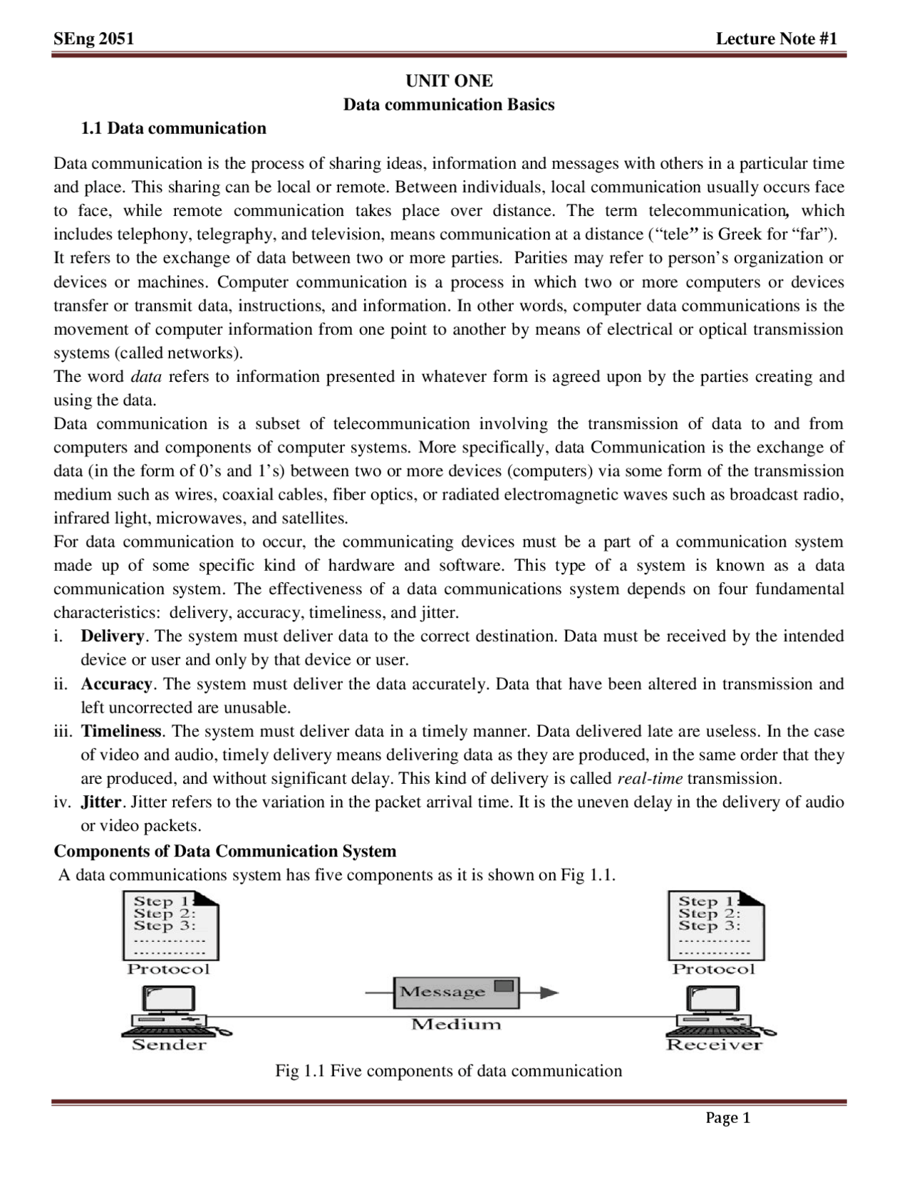 Data Communication And Networking Lecture Notes Network Theory Docsity