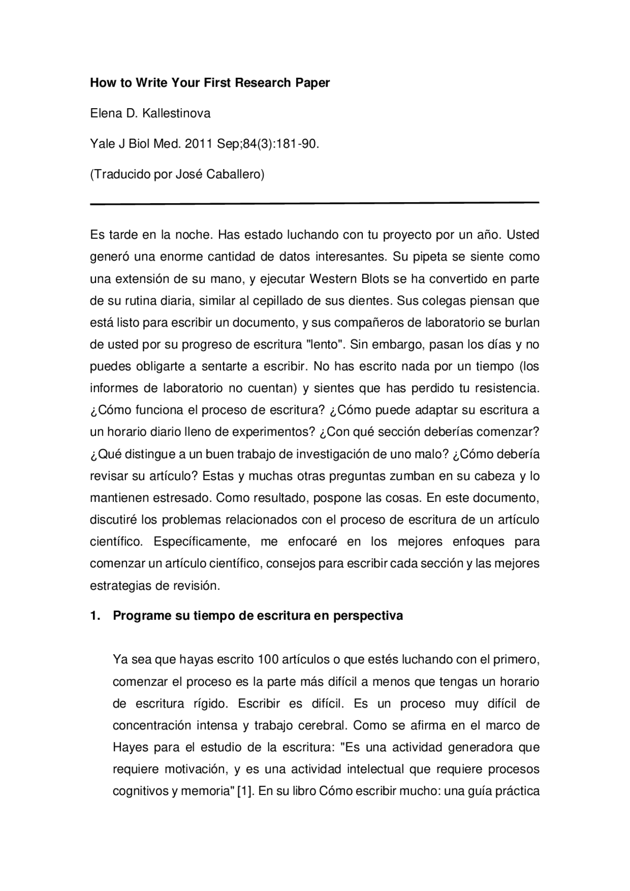 COMO REDACTAR TU PRIMER PAPER - Docsity