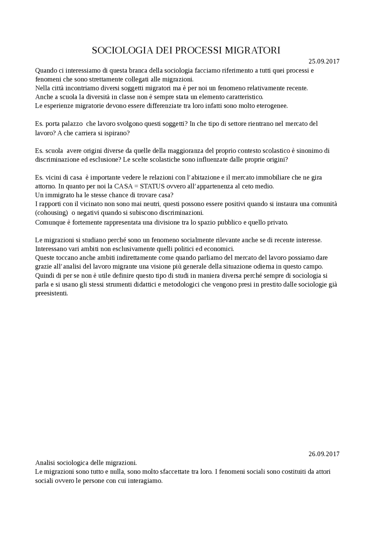 Appunti Sociologia Dei Processi Migratori Docsity