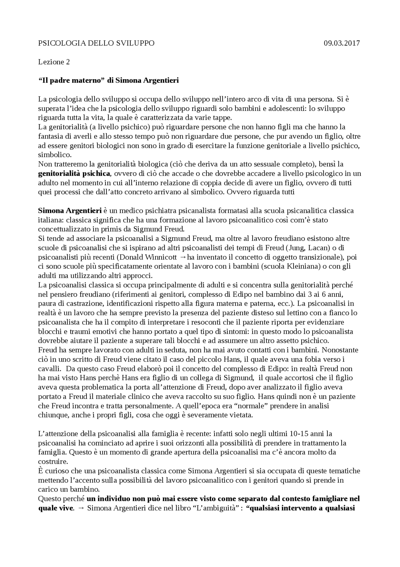 Lezione 2 Il Padre Materno Di Simona Argentieri Docsity
