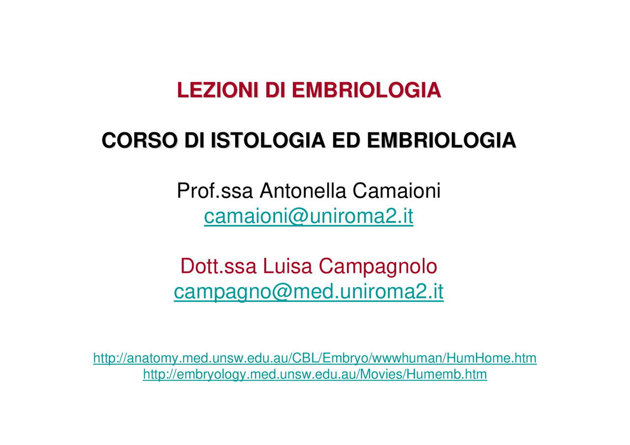 Appunti Utili Per La Gametogenesi Docsity