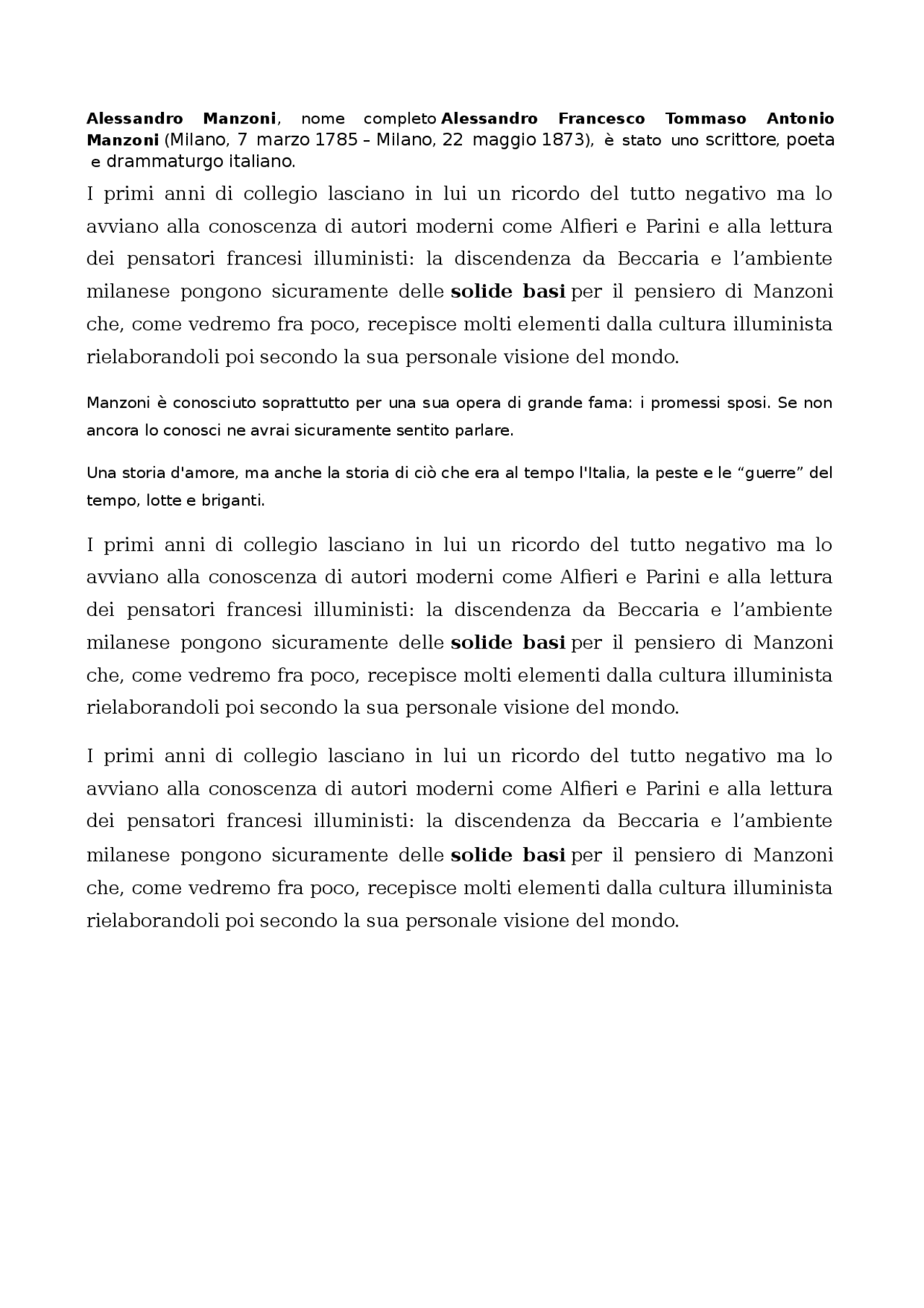 Manzoni Alessandro Scrittore Docsity