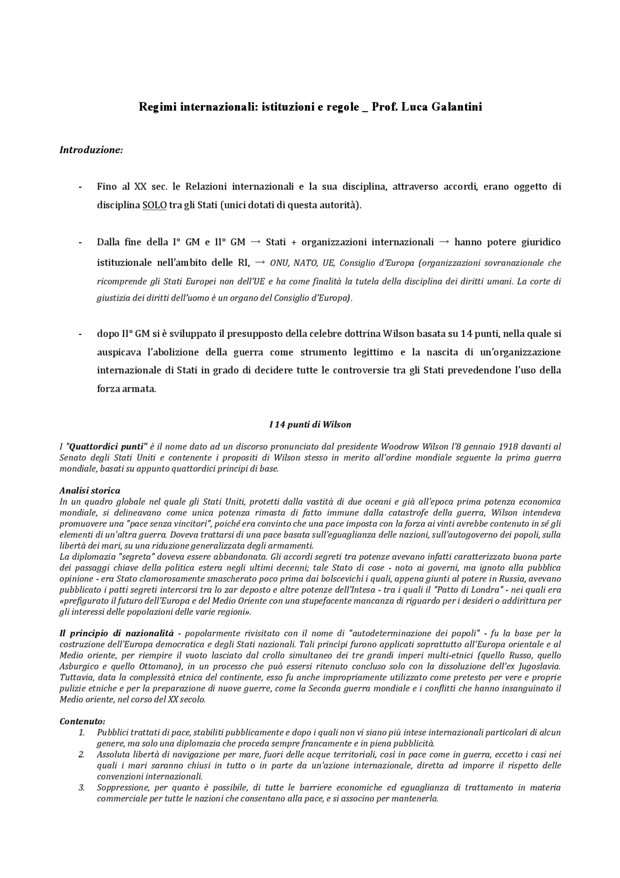 Appunti Dettagliati Del Corso Di Regimi Internazionali Docsity