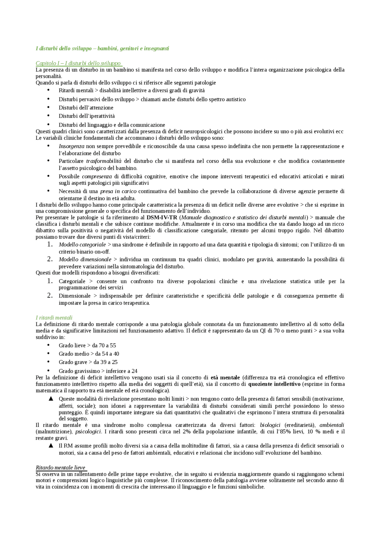 Disturbi Dello Sviluppo Bambini Genitori E Insegnanti Docsity