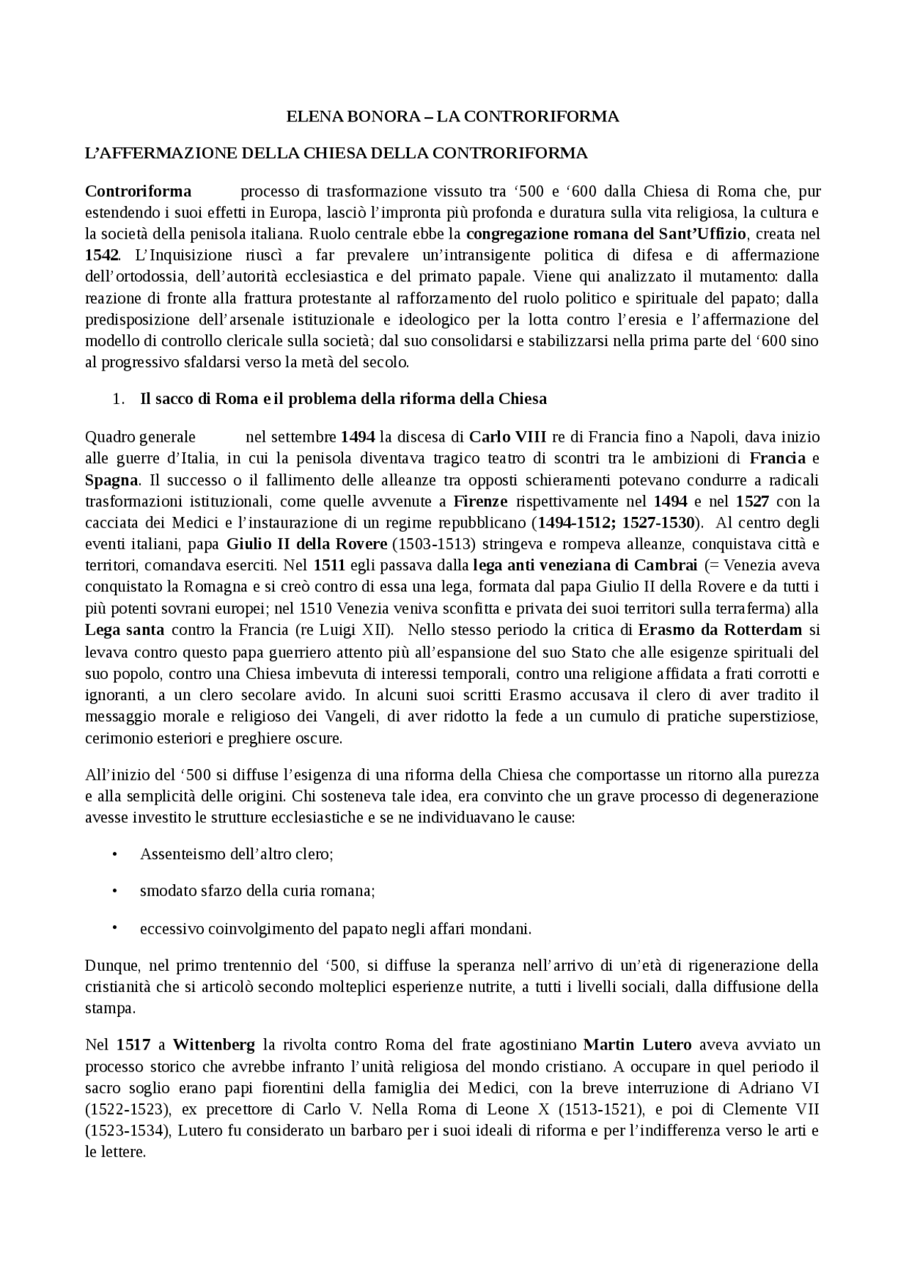 Elena Bono Controriforma Docsity