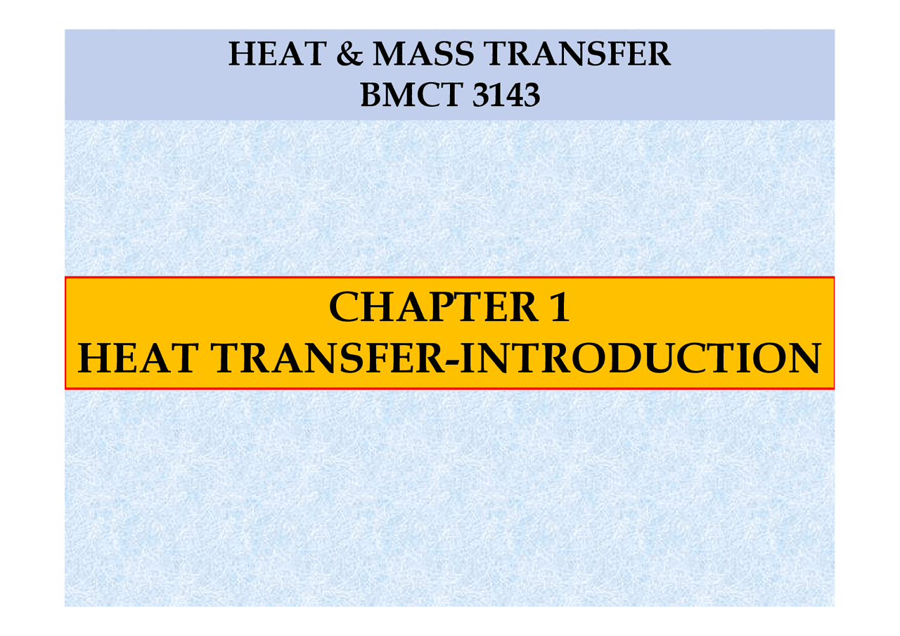 Heat And Mass Transfer Lecture Notes Heat And Mass Transfer Docsity