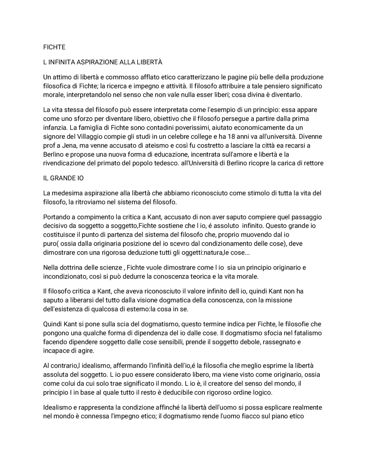 Il Pensiero Di Fichte Docsity