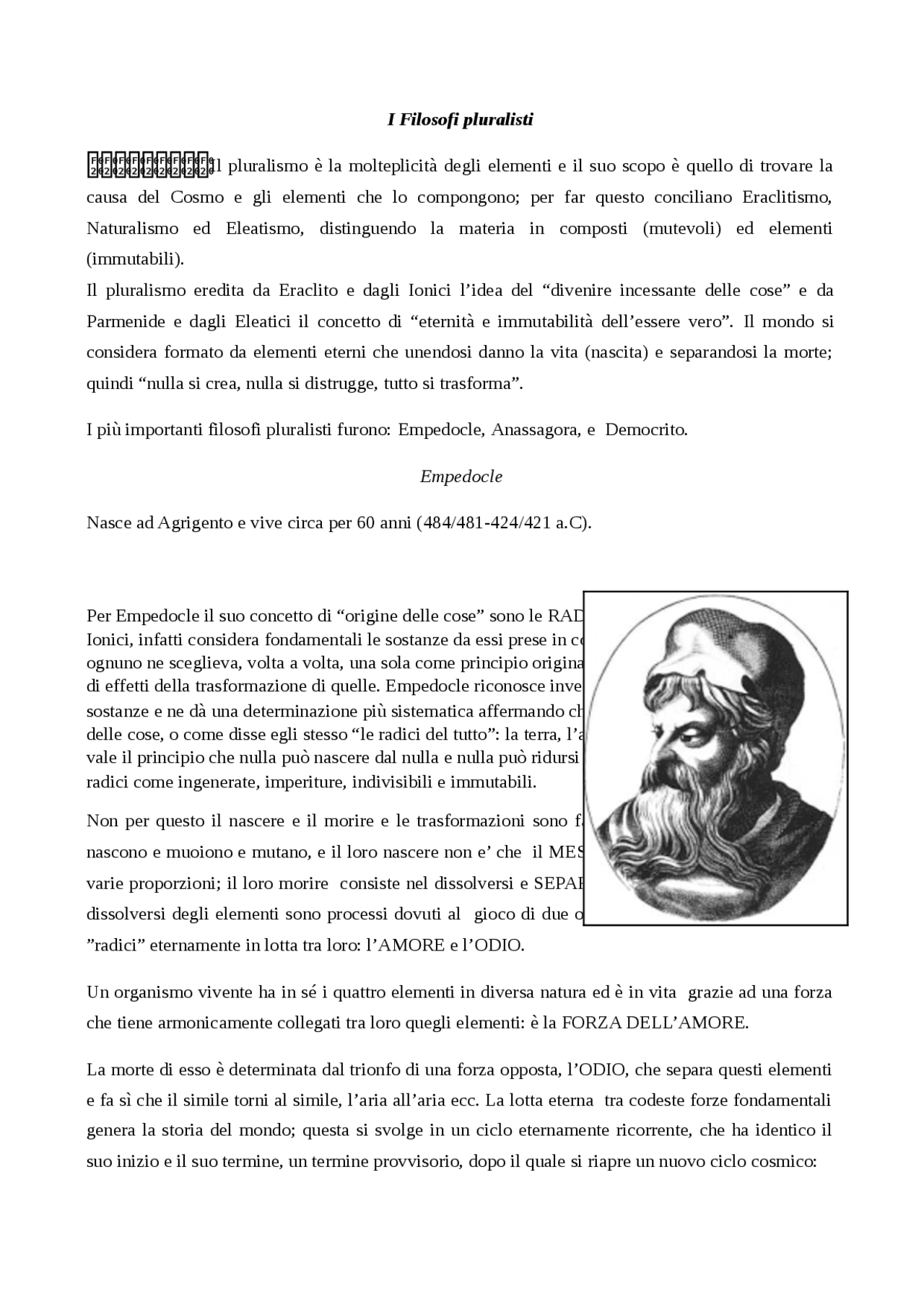 I filosofi pluralisti e i sofisti - Filosofia - Docsity