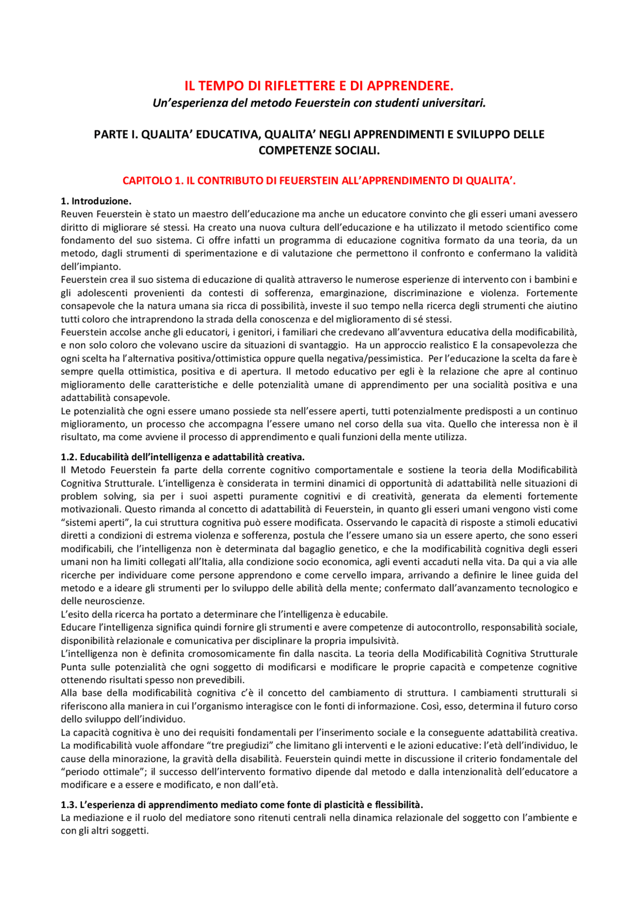 Il Tempo Di Riflettere E Di Apprendere Docsity