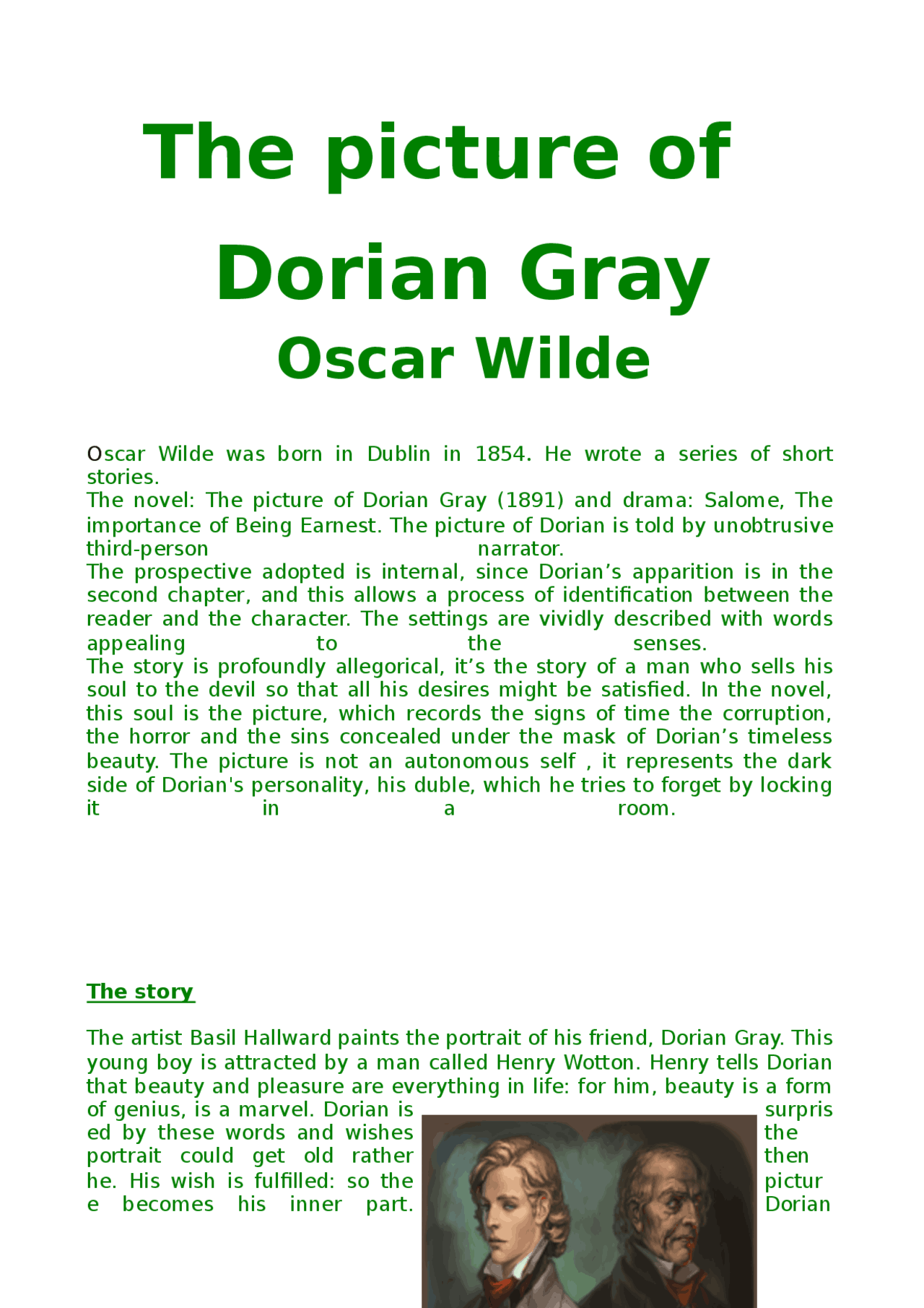 Riassunto In Inglese Dorian Gray Tesine Di Maturità Di Inglese Docsity