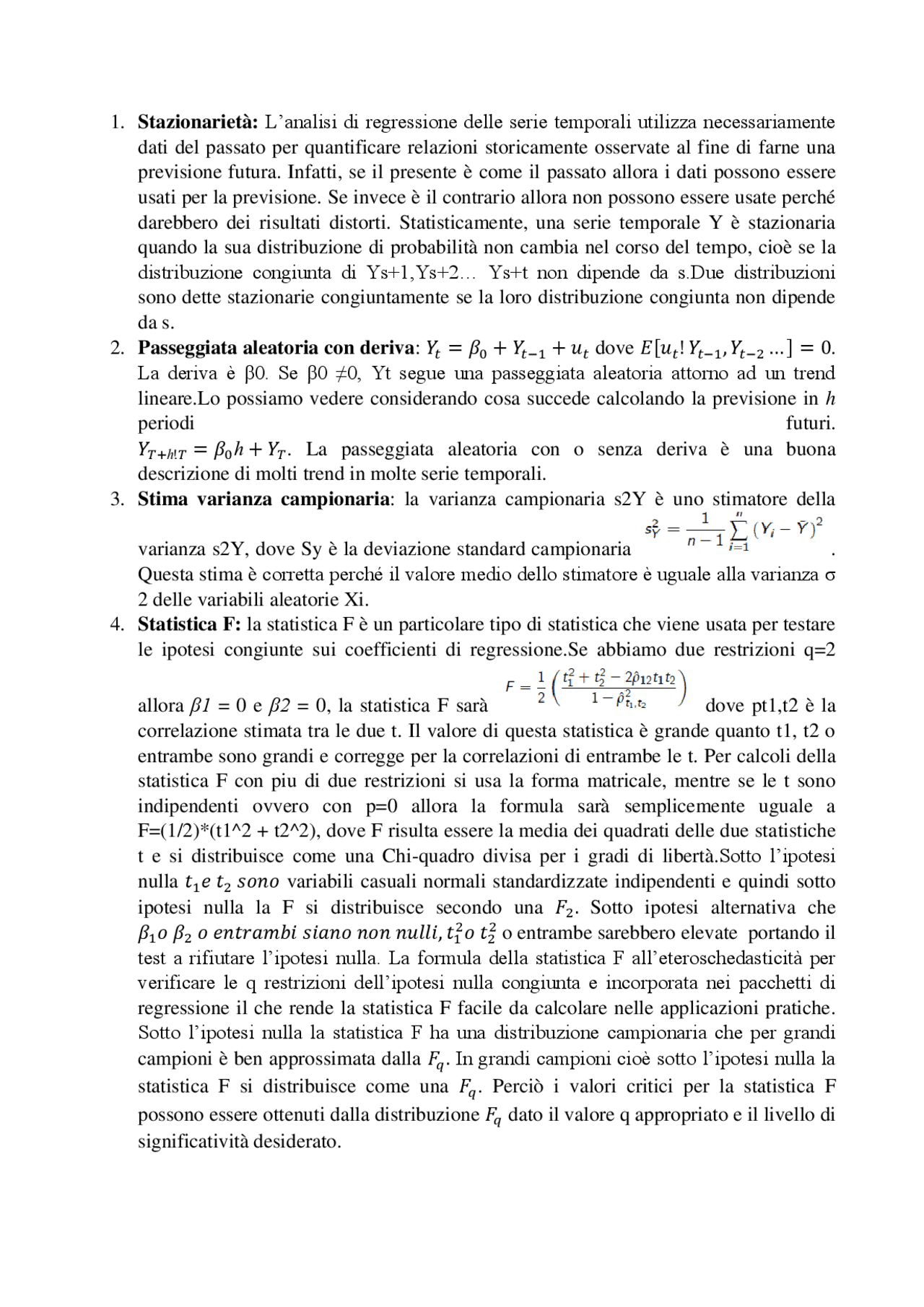 Appunti Econometria Stock Watson Docsity