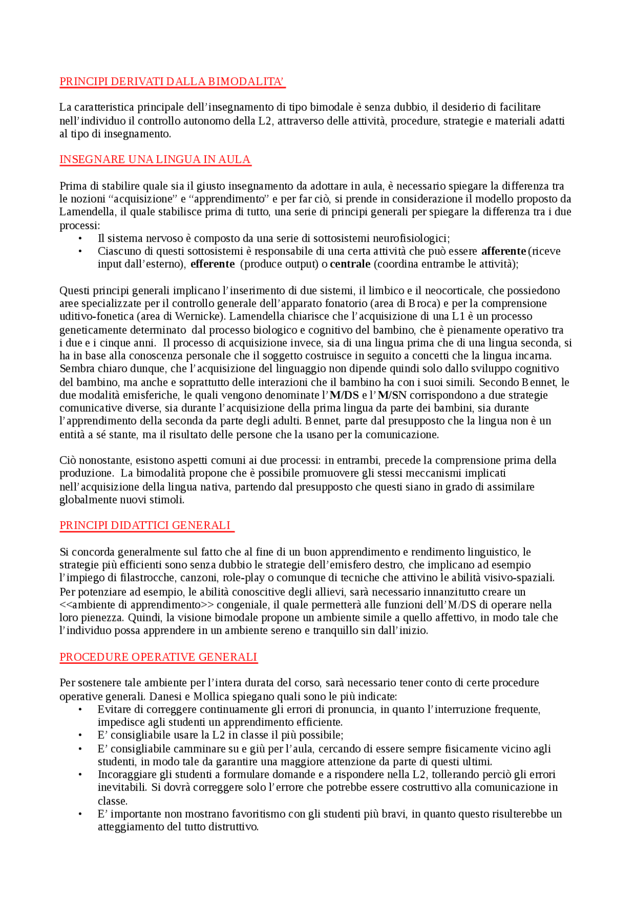 Libro Cervello In Aula Capitolo 4 Docsity