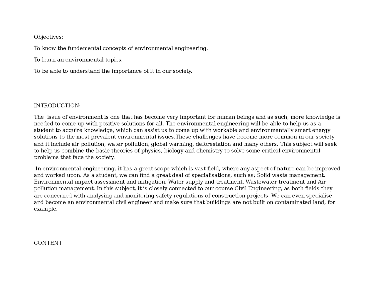 Environmental Engineering Docsity