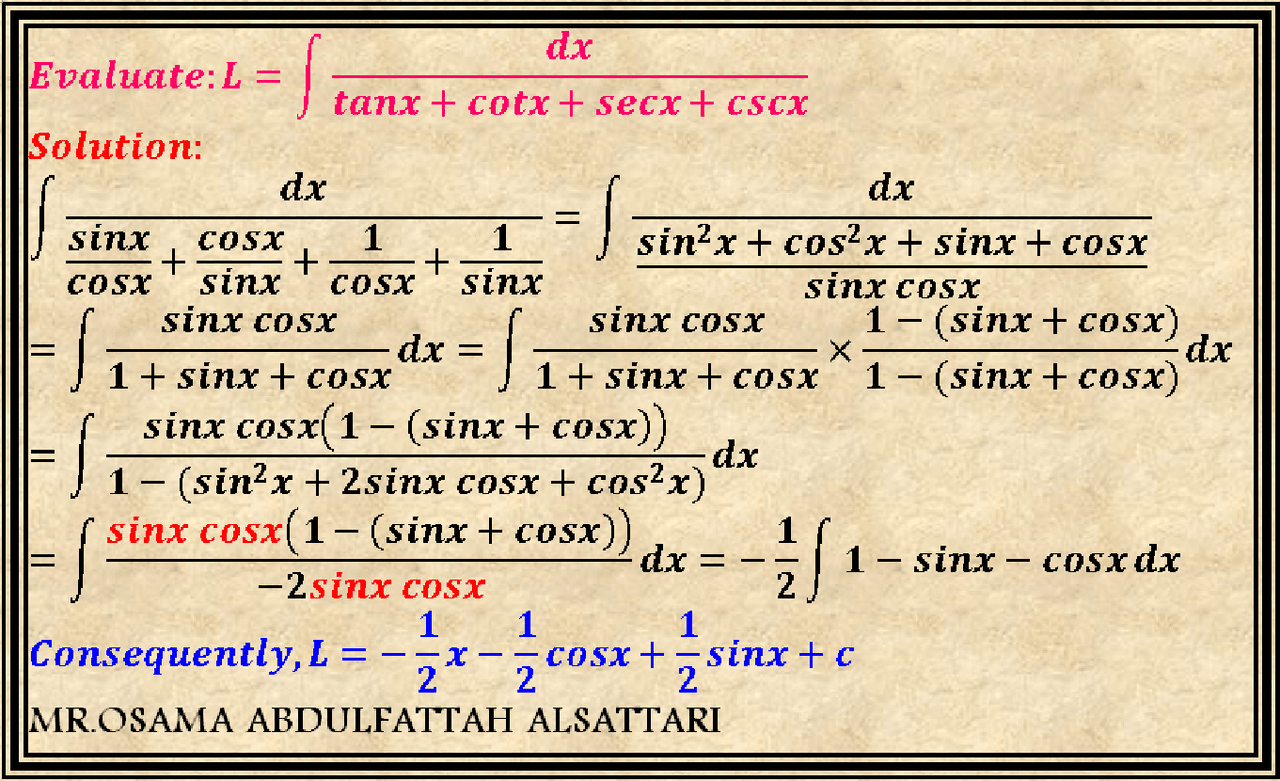Integration Of Trigonometric Function Docsity