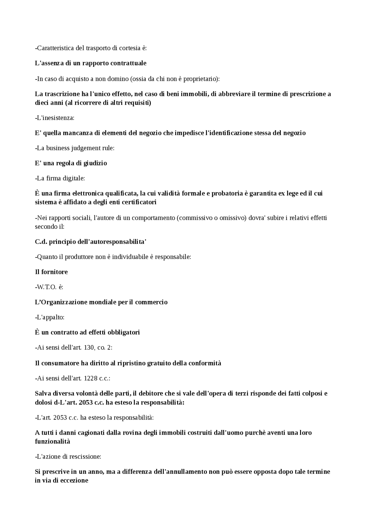 Test Diritto Civile Pegaso Docsity