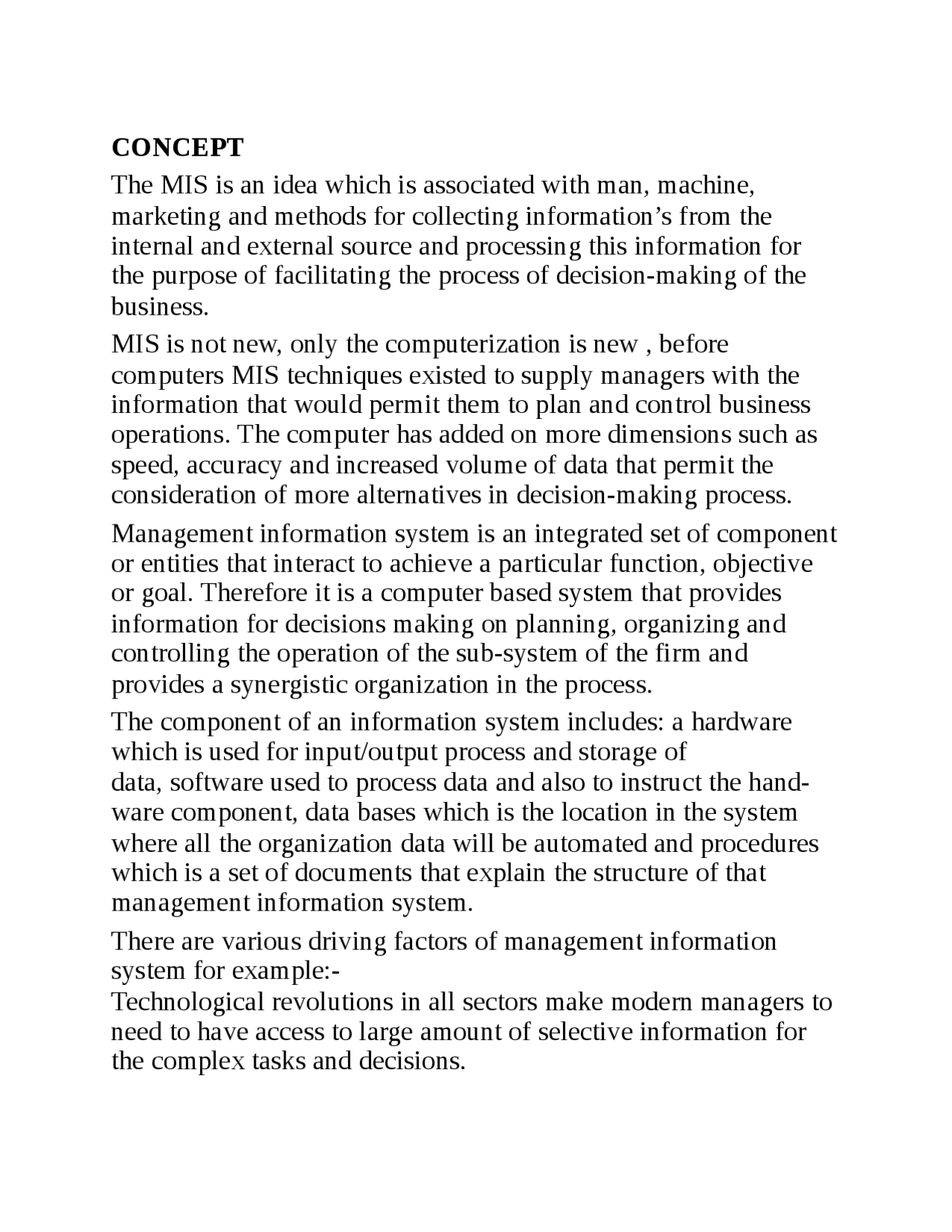 Management Information System Docsity