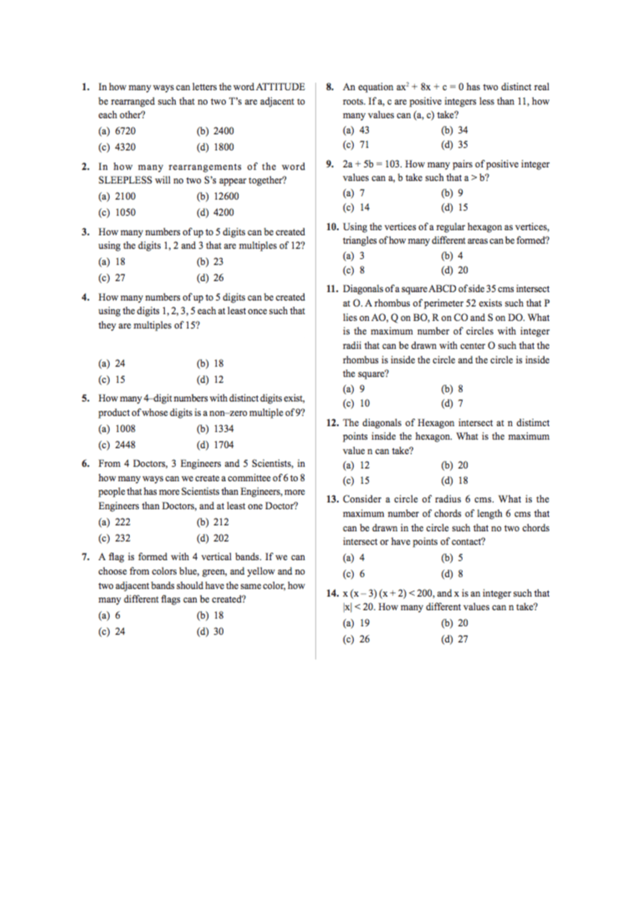 Permutation And Combination Docsity