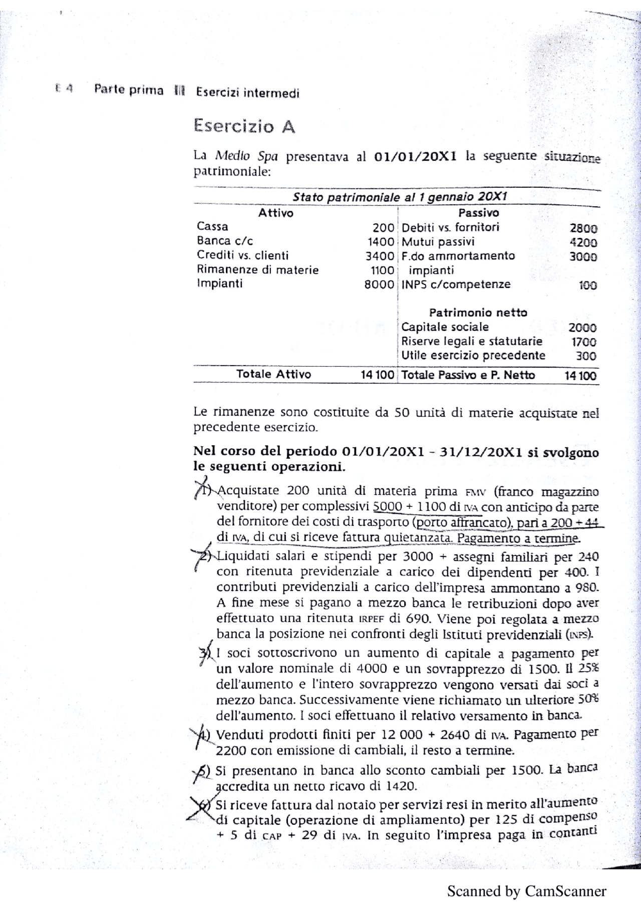 Economia aziendale esercizio bilancio con soluzione | Esercizi di Economia Aziendale - Docsity