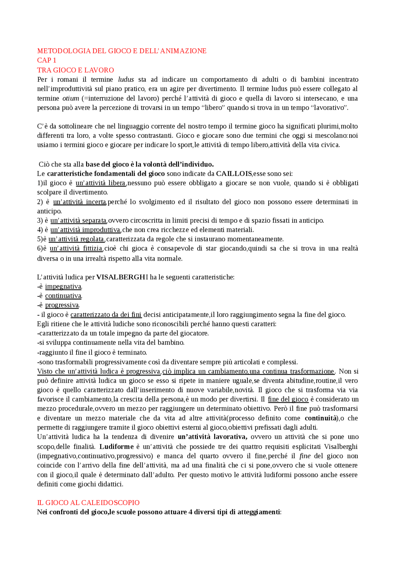Metodologie Del Gioco E Dellanimazione Docsity