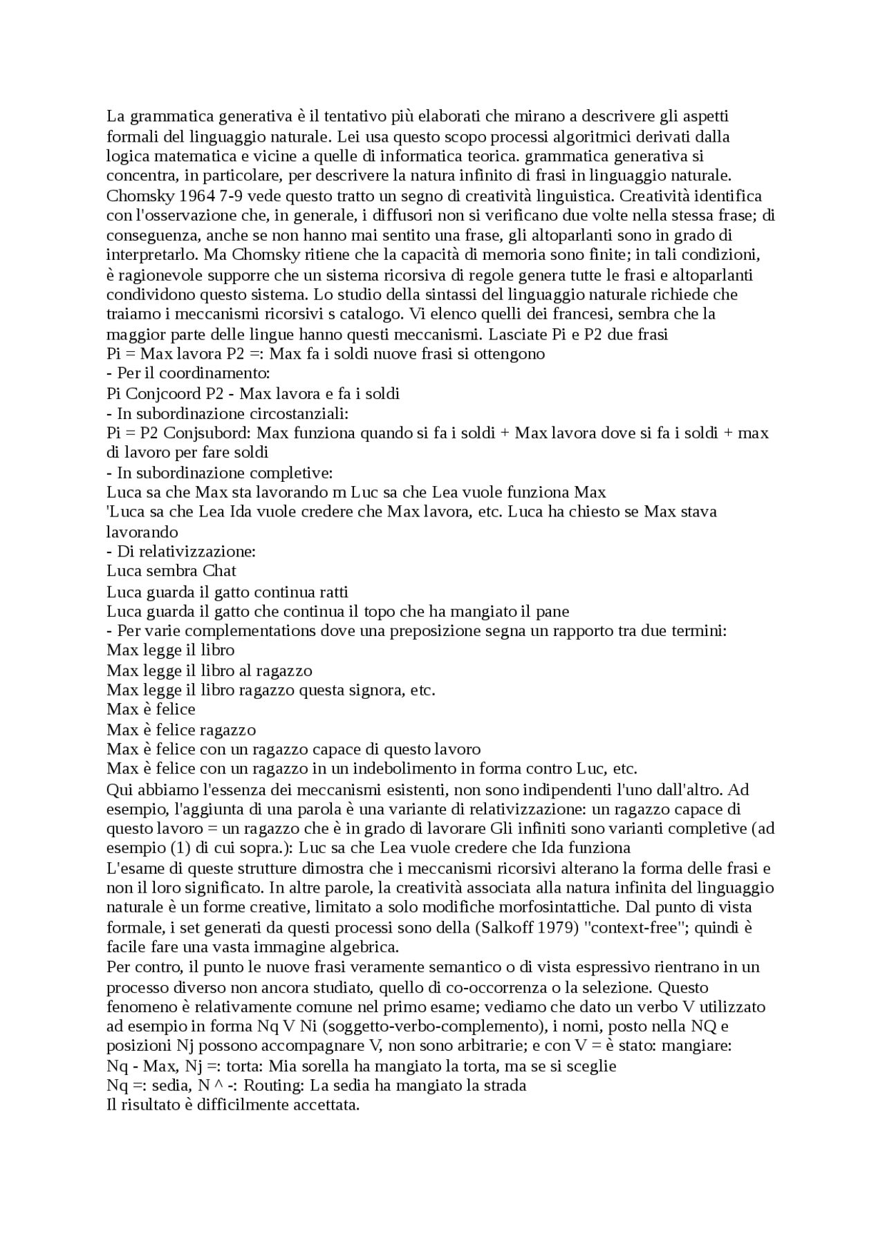 Linguistica Computazionale Docsity