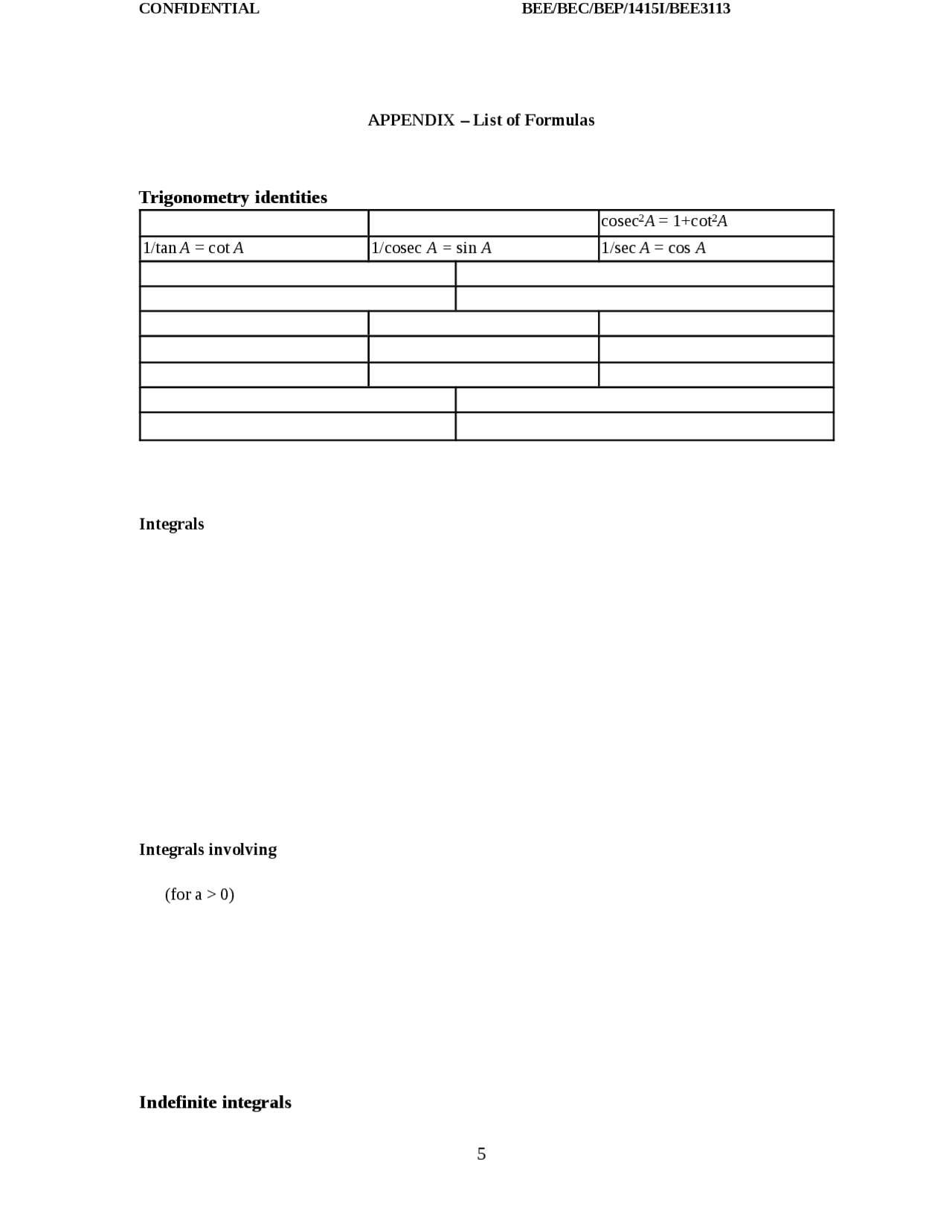 Appendix for the formula - Docsity