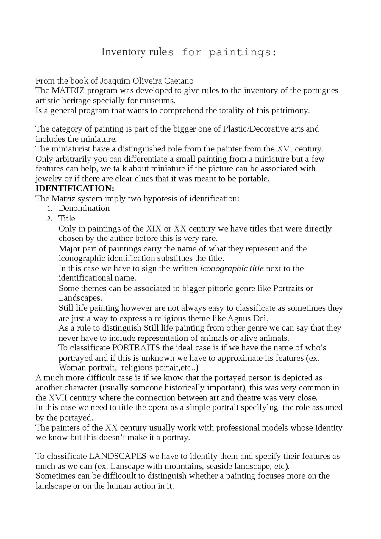 Short Summary of inventory rules - Docsity