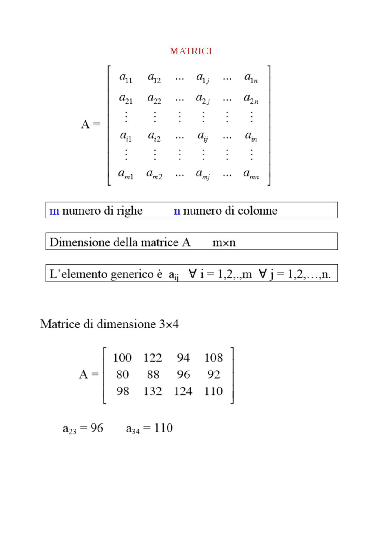 Le matrici matmatica - Docsity