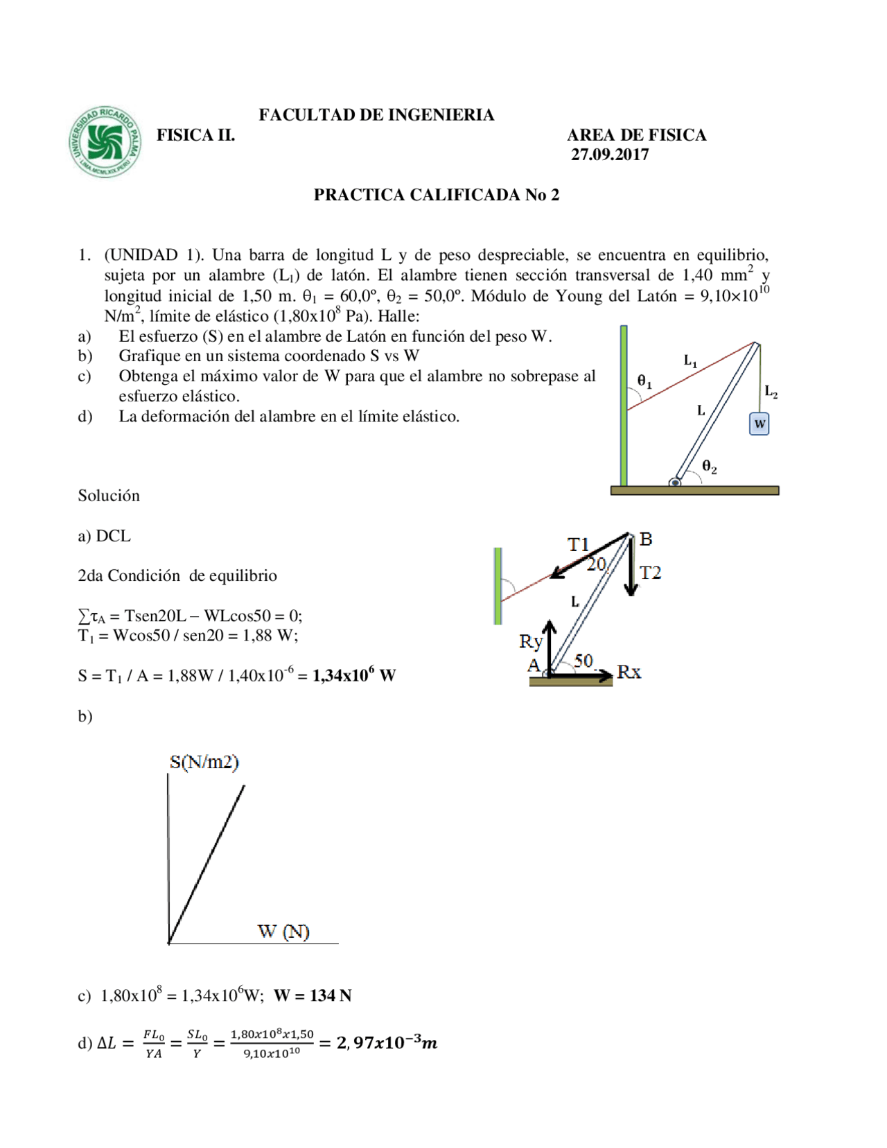 Solucion de ejercicios | Ejercicios de Física | Docsity