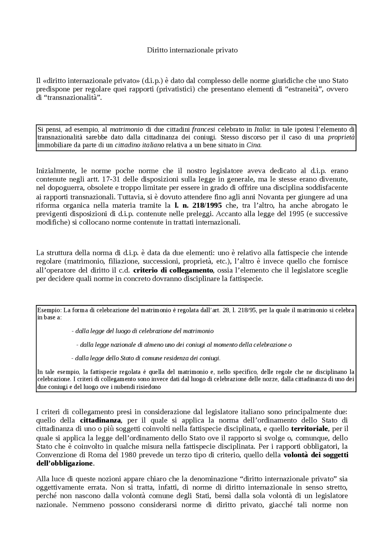 Principi Di Diritto Internazionale Privato Docsity