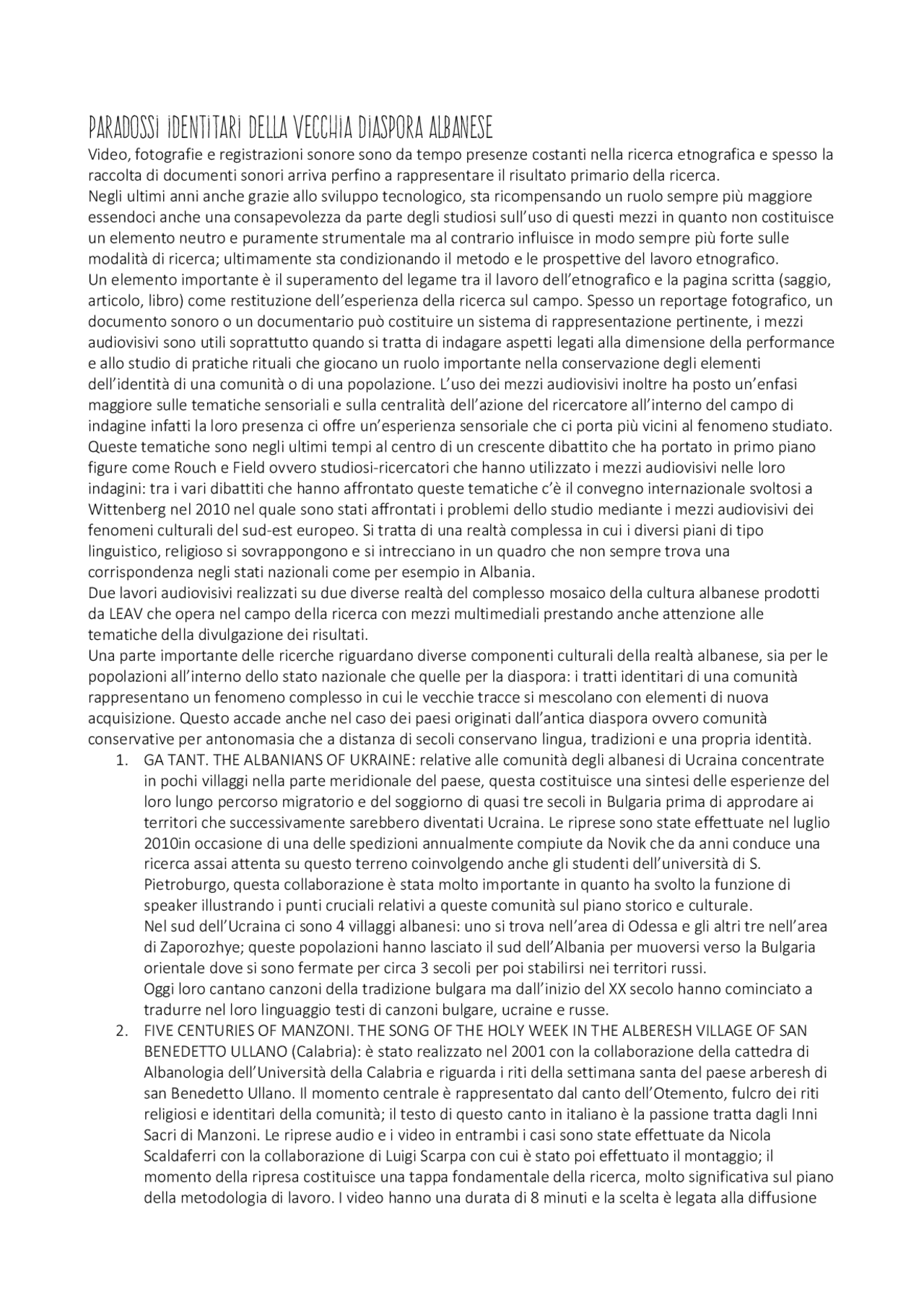 Etnomusicologia Appunti Docsity