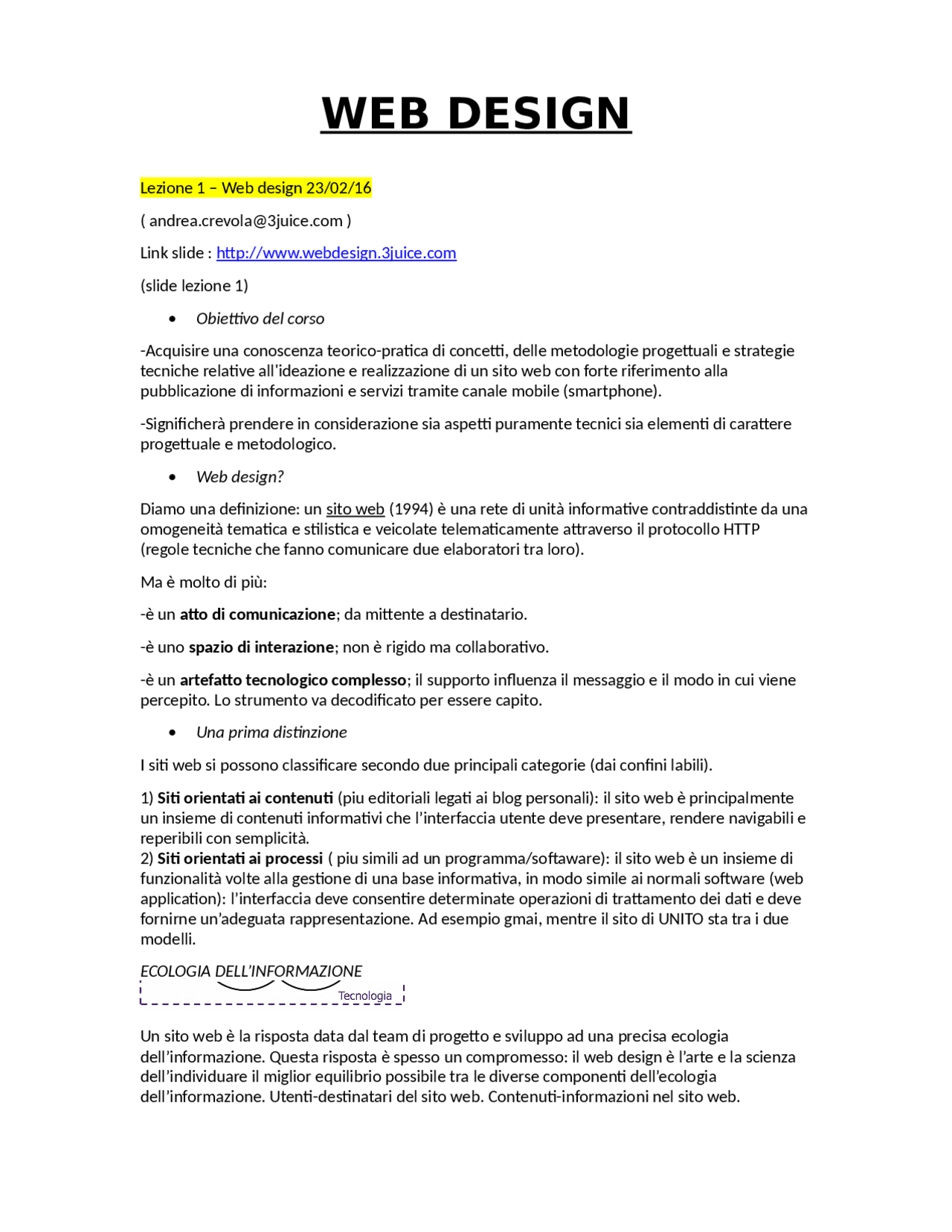 Web Design Appunti Lezioni Docsity
