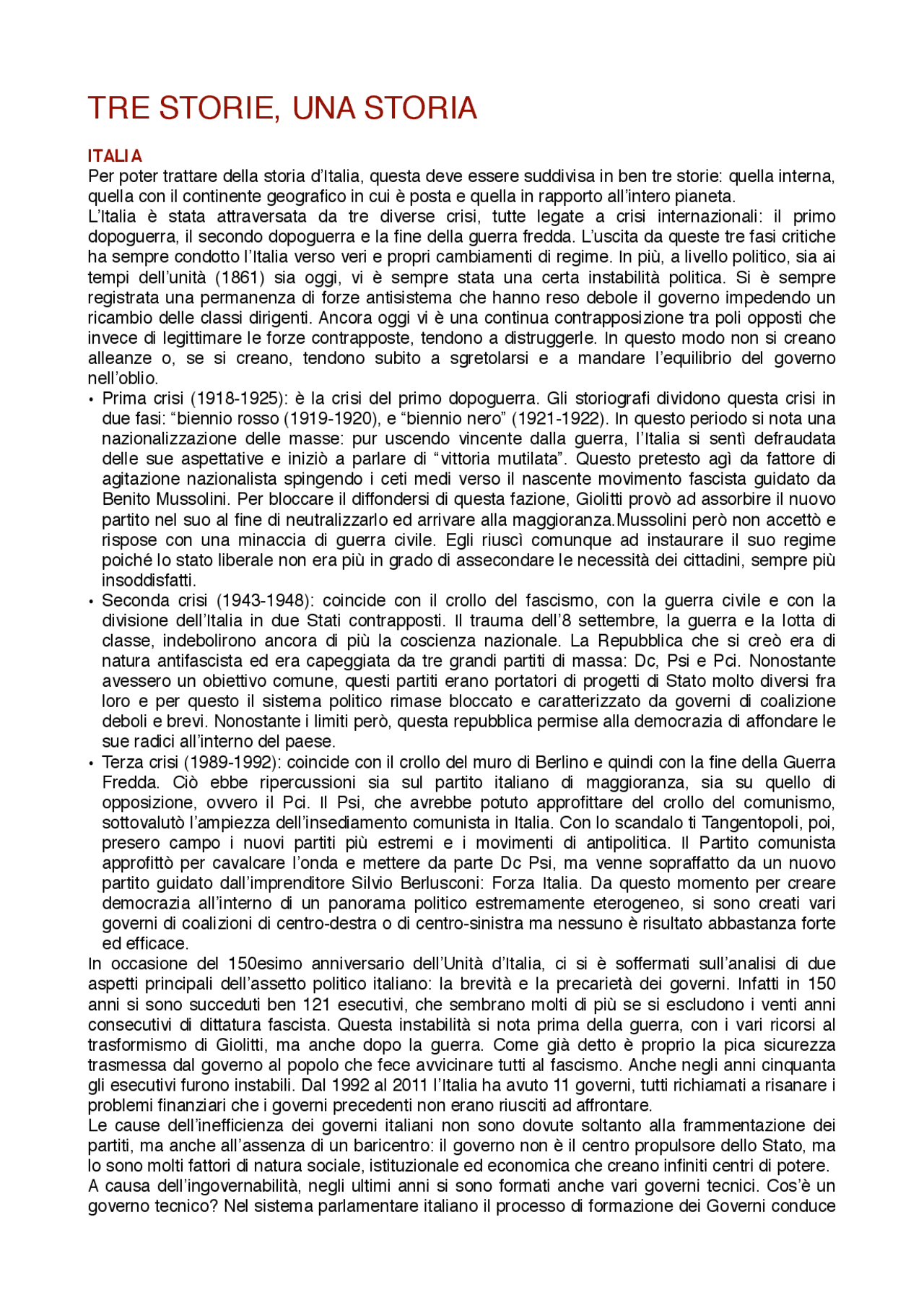 Tre Storie Una Storia Ciuffoletti Docsity
