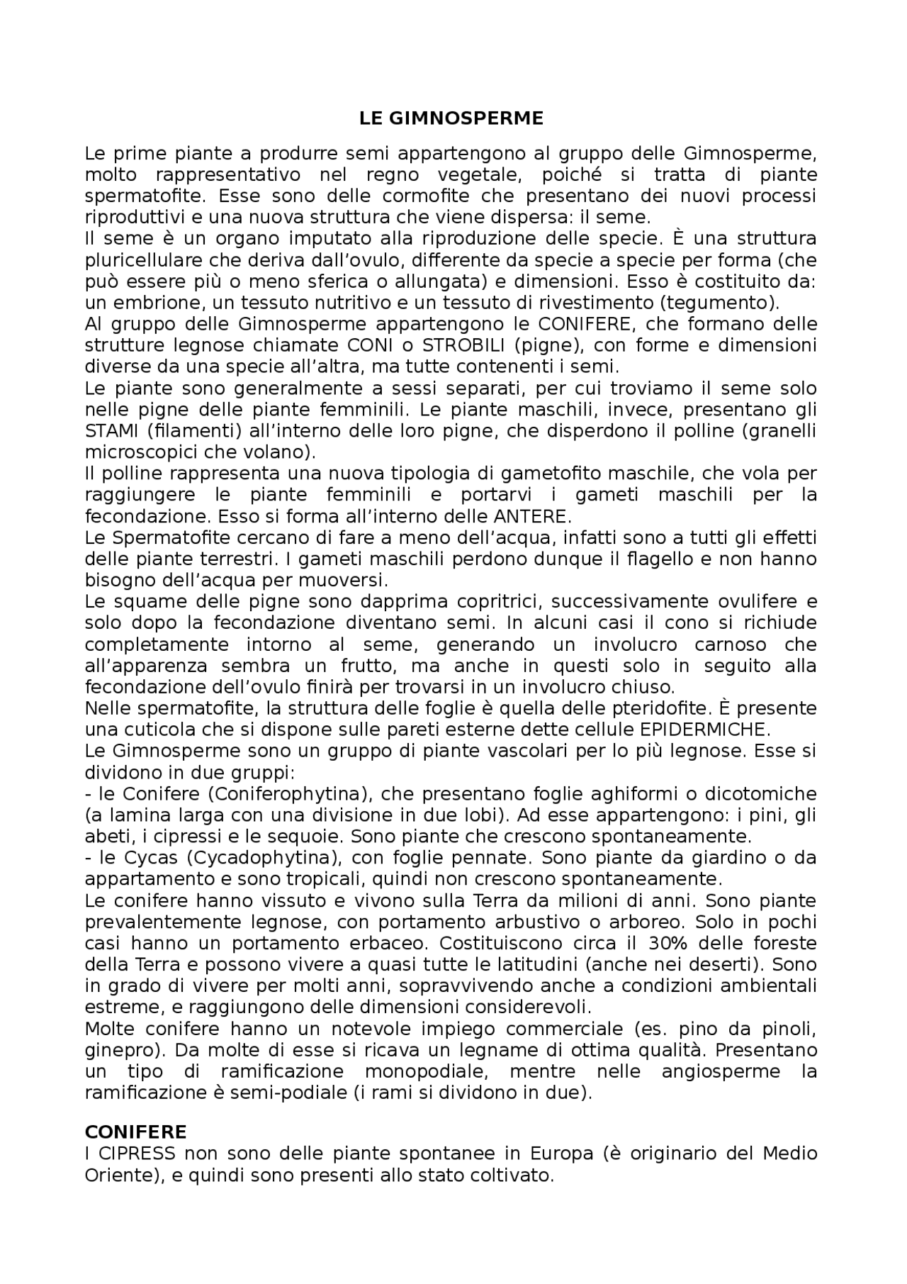 Le Gimnosperme Appunti Appunti Di Botanica Generale Docsity