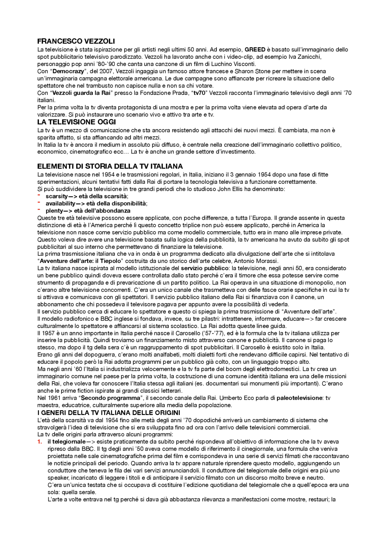 Televisione Iulm Appunti Esame Docsity
