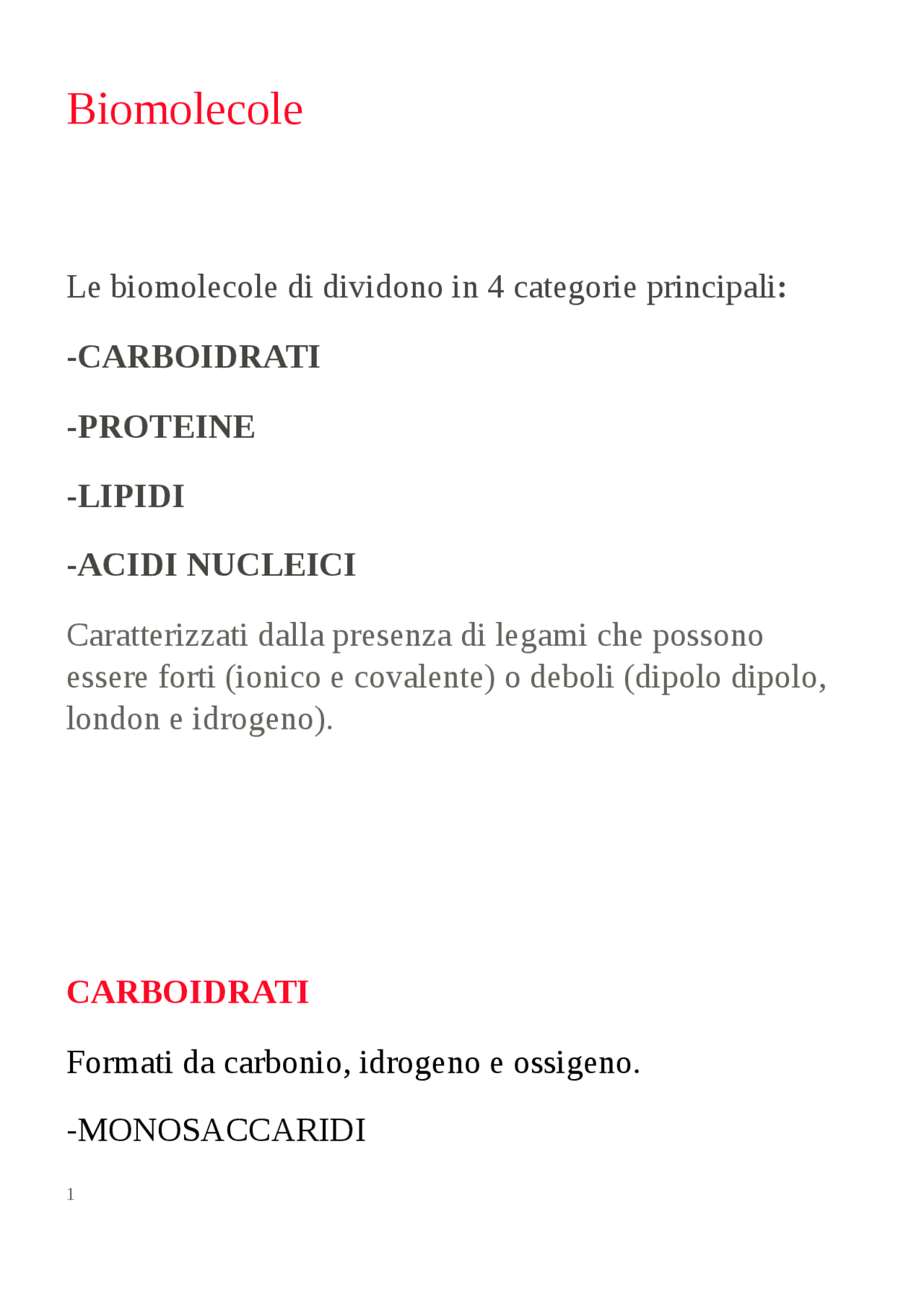 Appunti Sulle Biomolecole Docsity