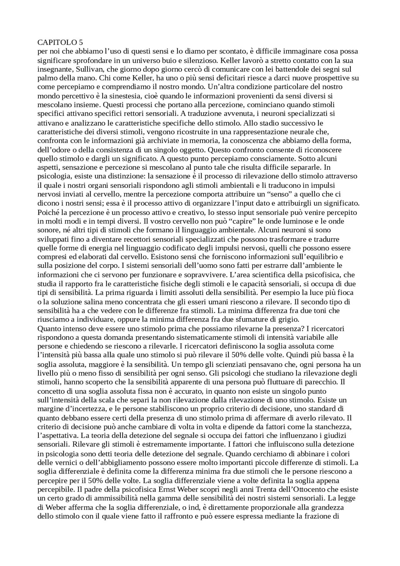 Psicologia Generale E Delle Differenze Docsity
