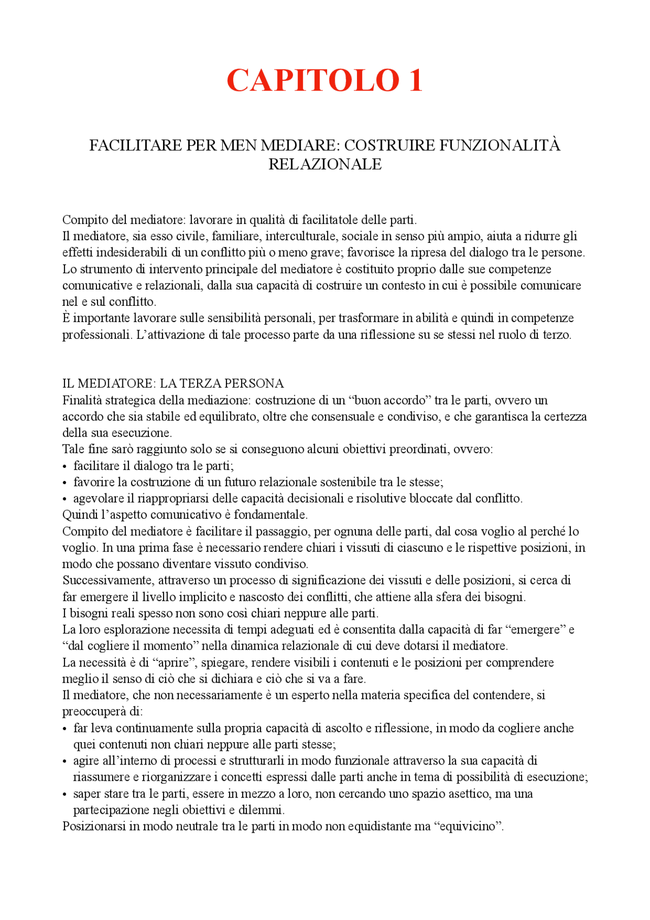 Riassunto Completo Mediare Le ConflittualitÀ Docsity