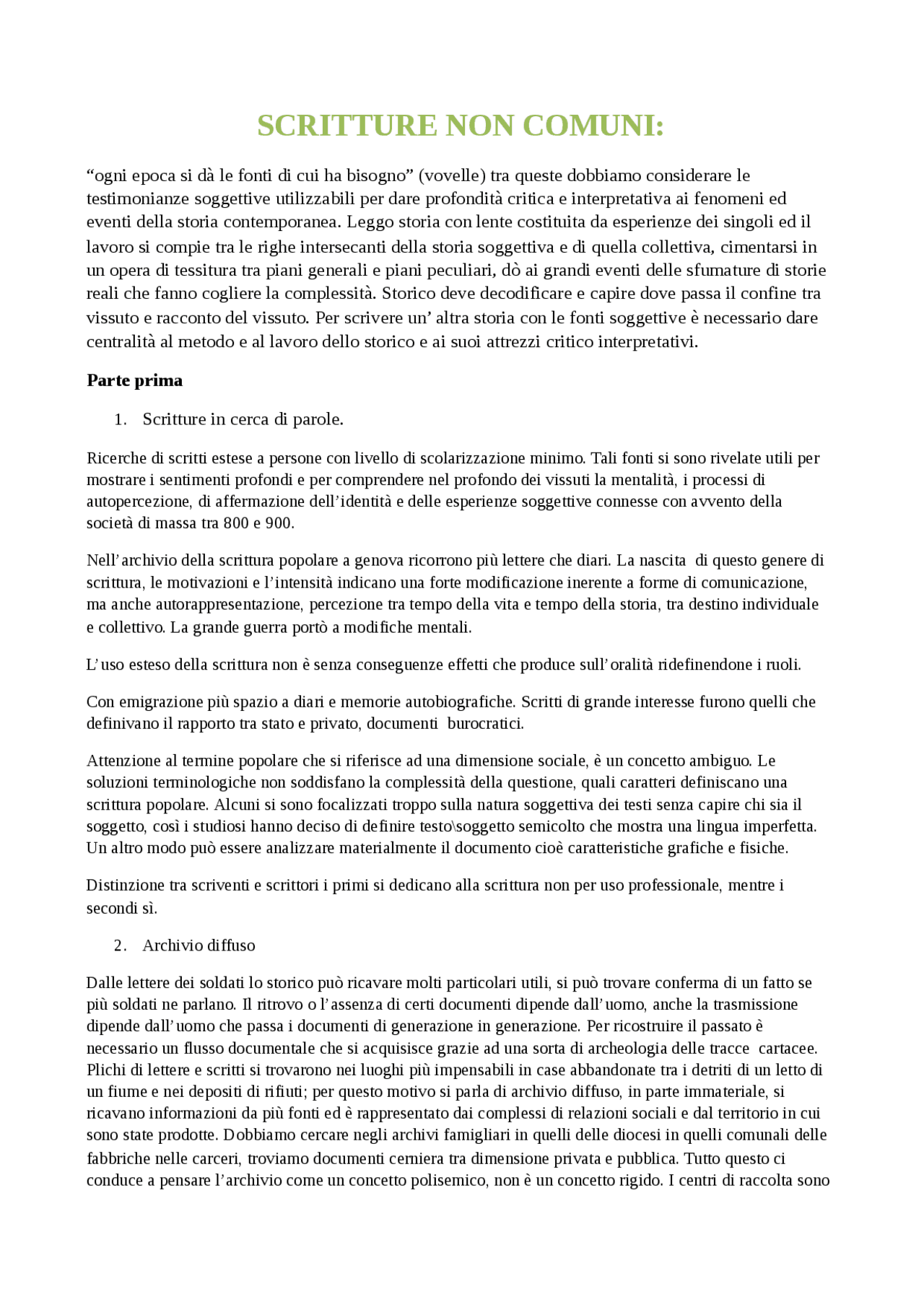 Scritture Non Comuni Docsity