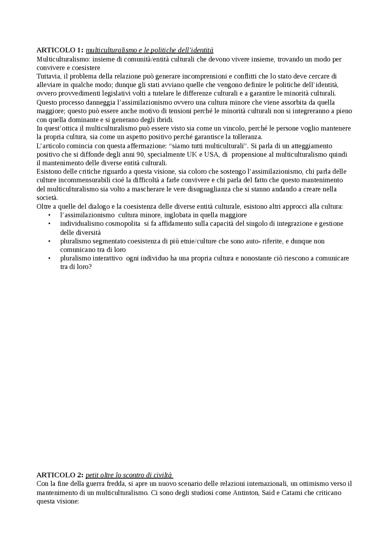 Articoli Sistemi Sociali Comparati Docsity