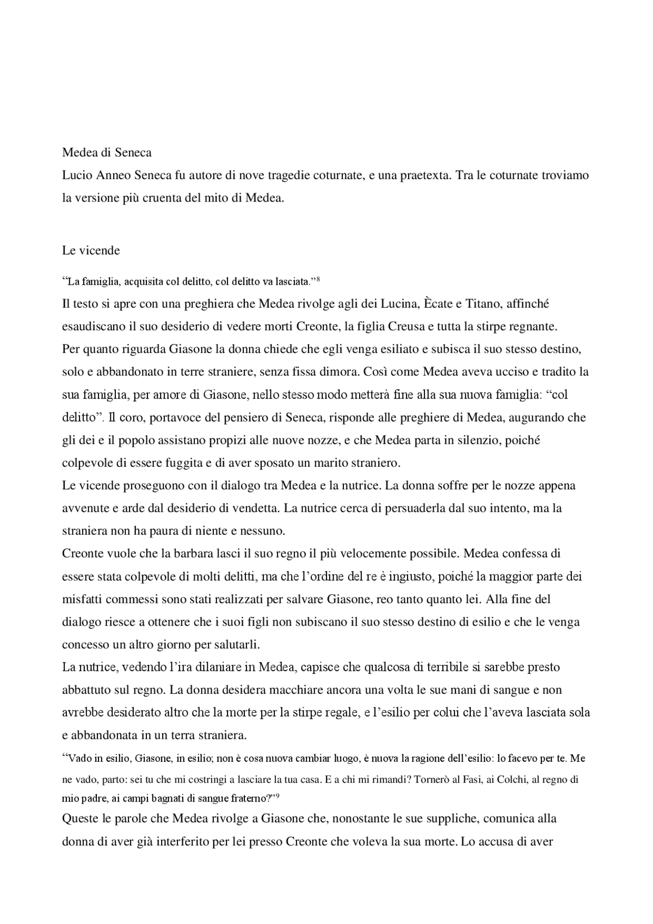 Medea Di Lucio Anneo Seneca Docsity