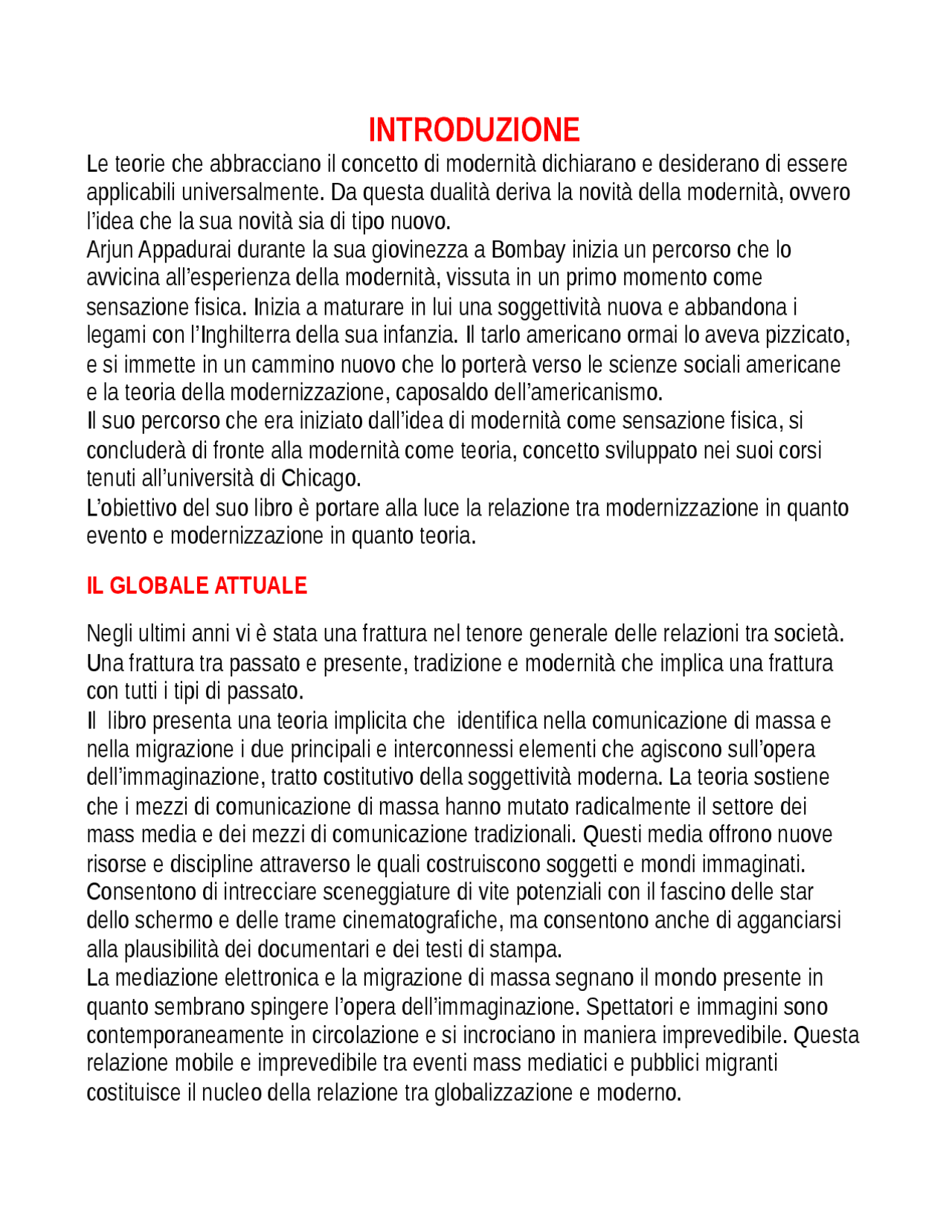 Modernità In Polvere Di Arjun Appadurai Docsity