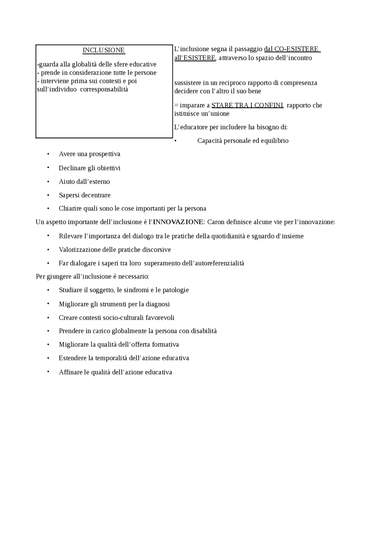 Inclusione Educativa Appunti Di Pedagogia Docsity