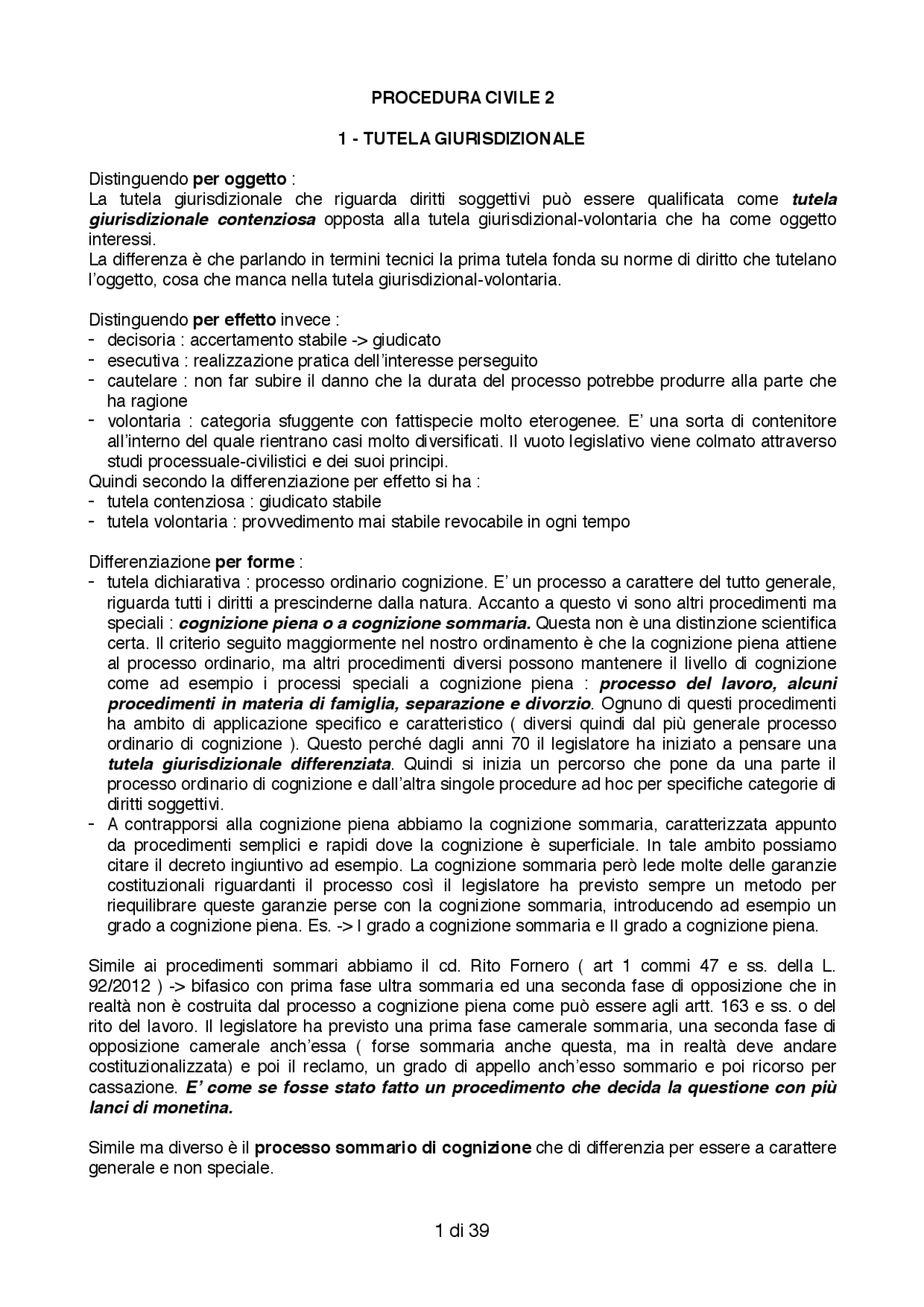 Procedura Civile 2 Sintesi Completa Docsity