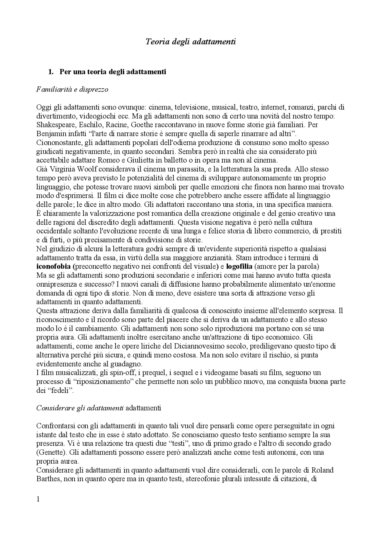 Teoria degli adattamenti L. Hutcheon | Sintesi del corso di Letterature ...